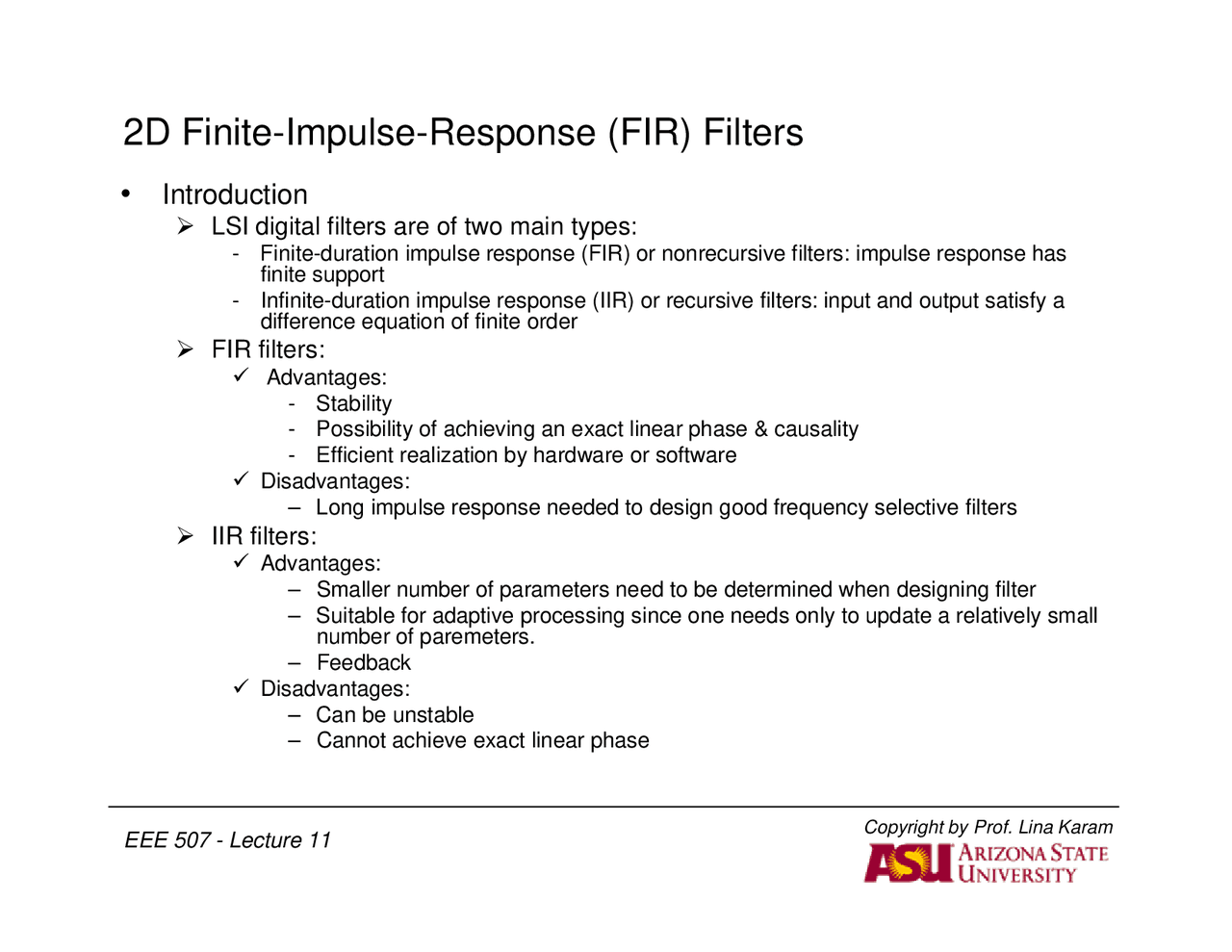 2d Finite Impulse Response Filters Lecture Slides Eee 507 Docsity