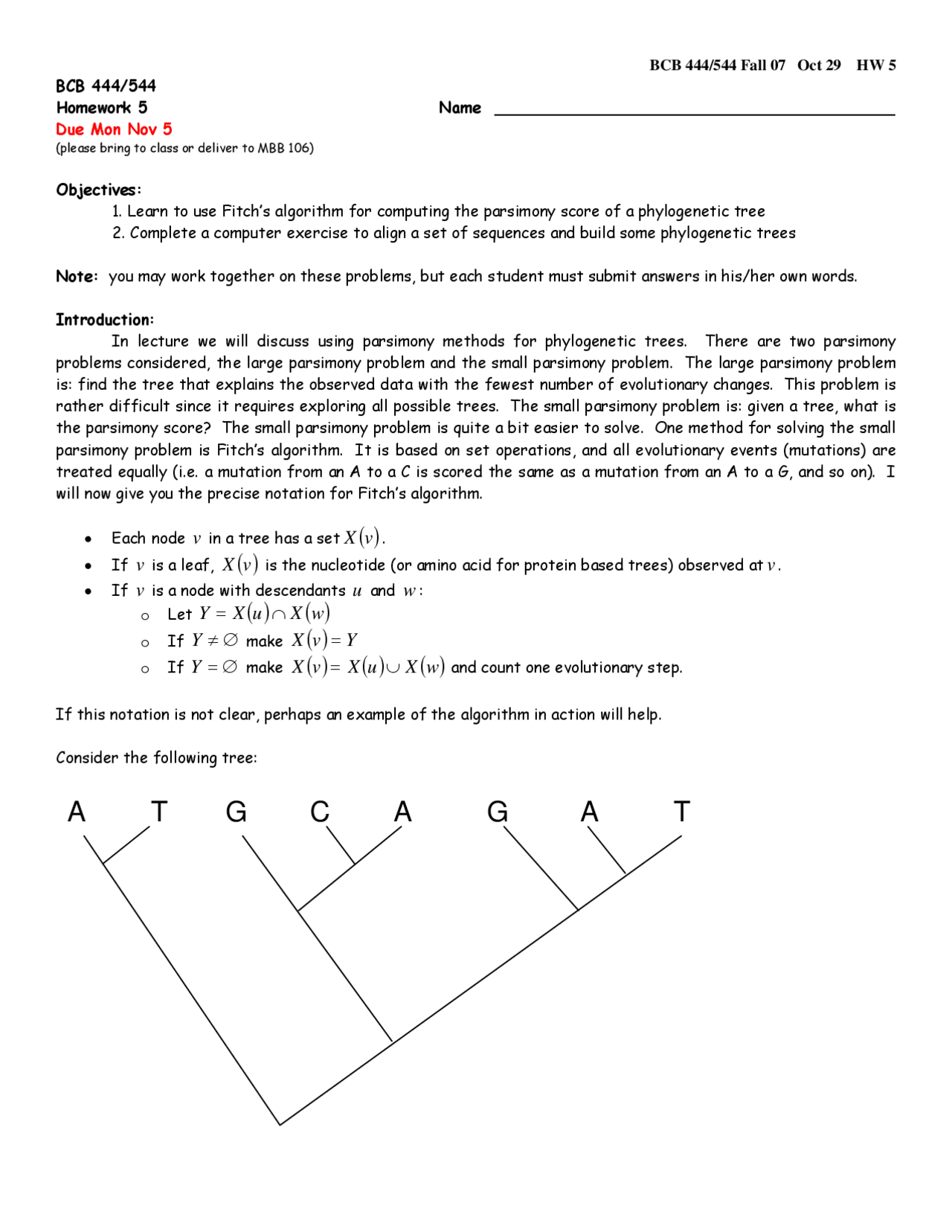 Practice Questions For Assignment 5 Introduction Bioinformatics Bcb