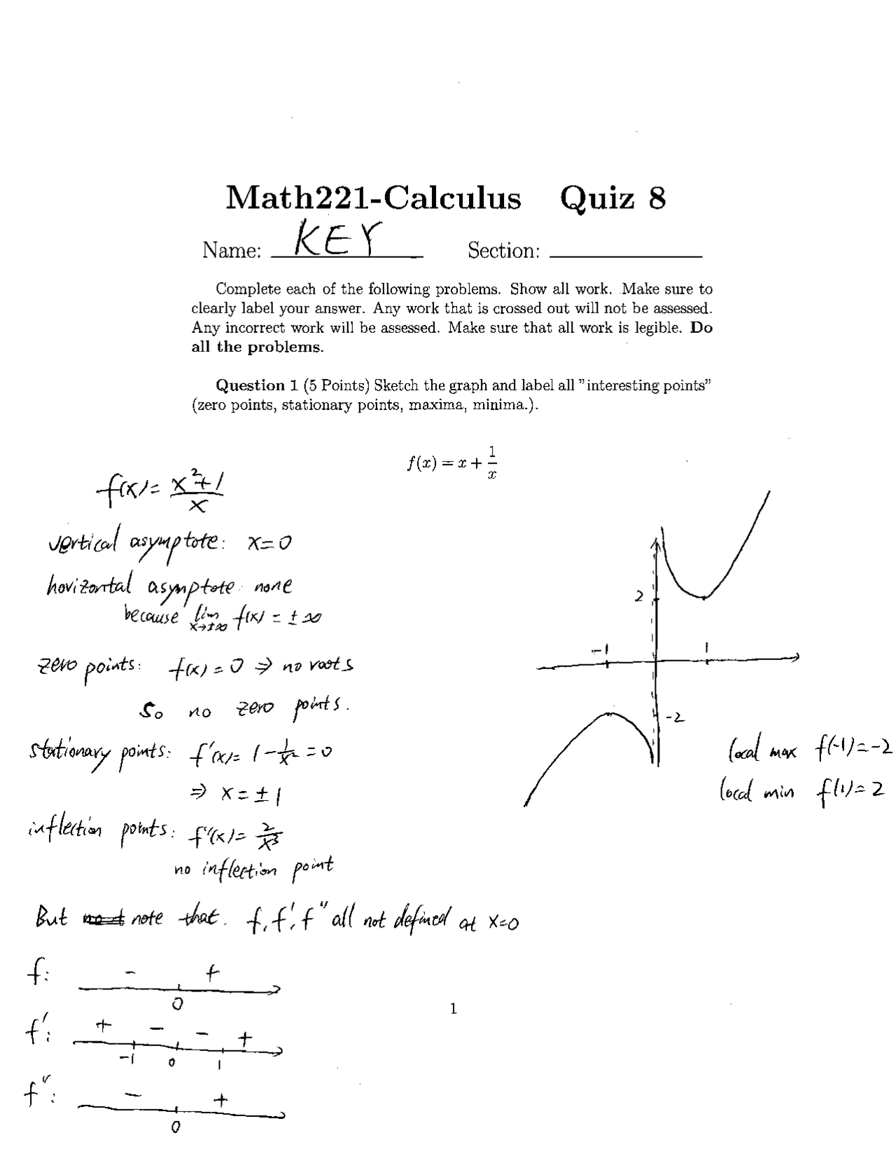 Solutions To Quiz 8 For Calculus And Analytic Geometry Math 221 Docsity