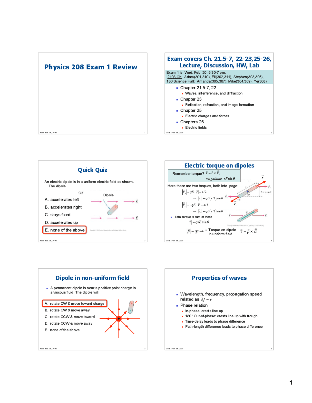Exam 1 Review for General Physics | PHYSICS 208 | Exams Physics | Docsity