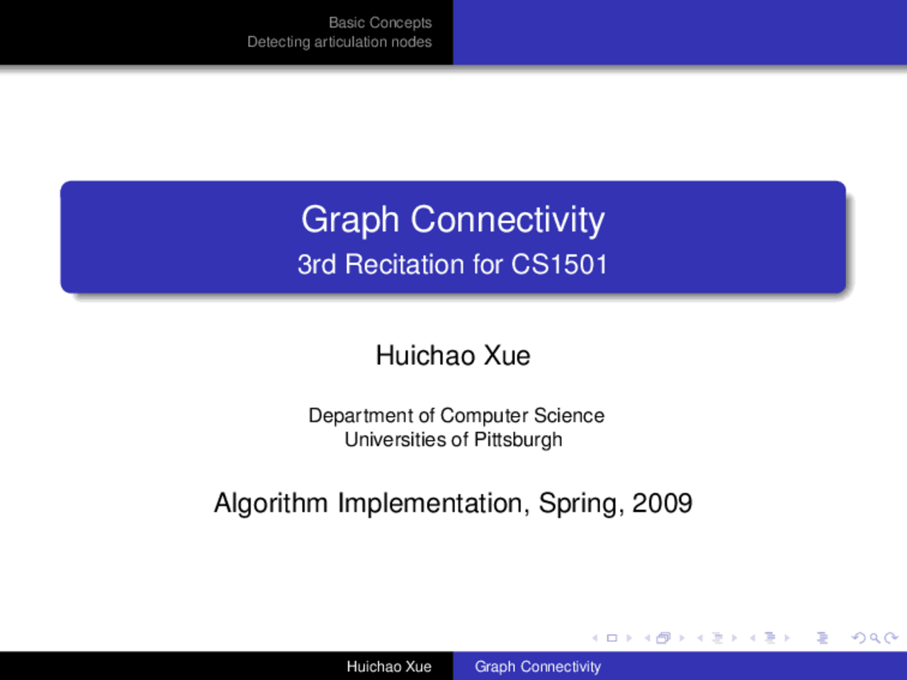 Graph Connectivity Recitation Algorithm Cs 1501 Docsity