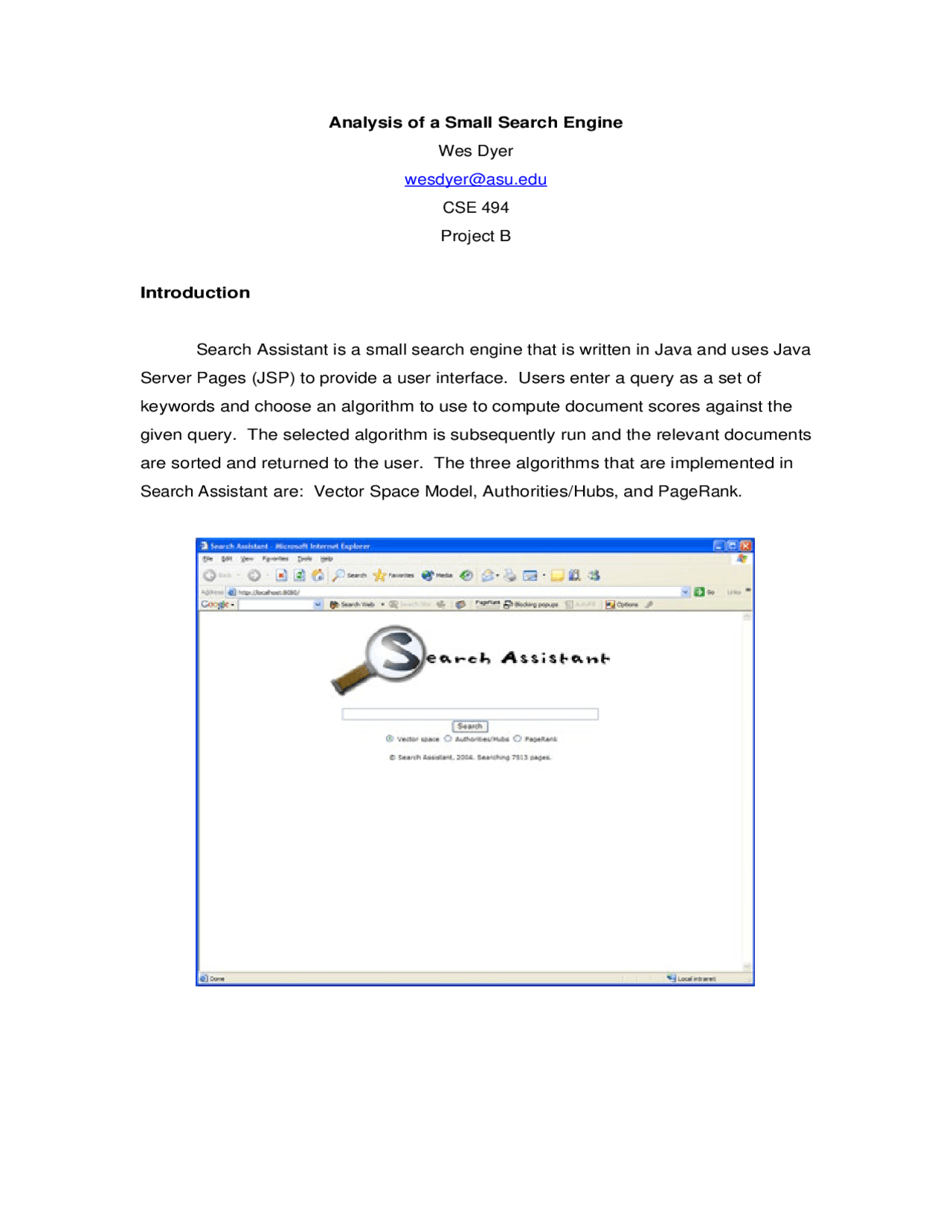Analysis Of A Small Search Engine Social Media Mining Cse 494 Docsity