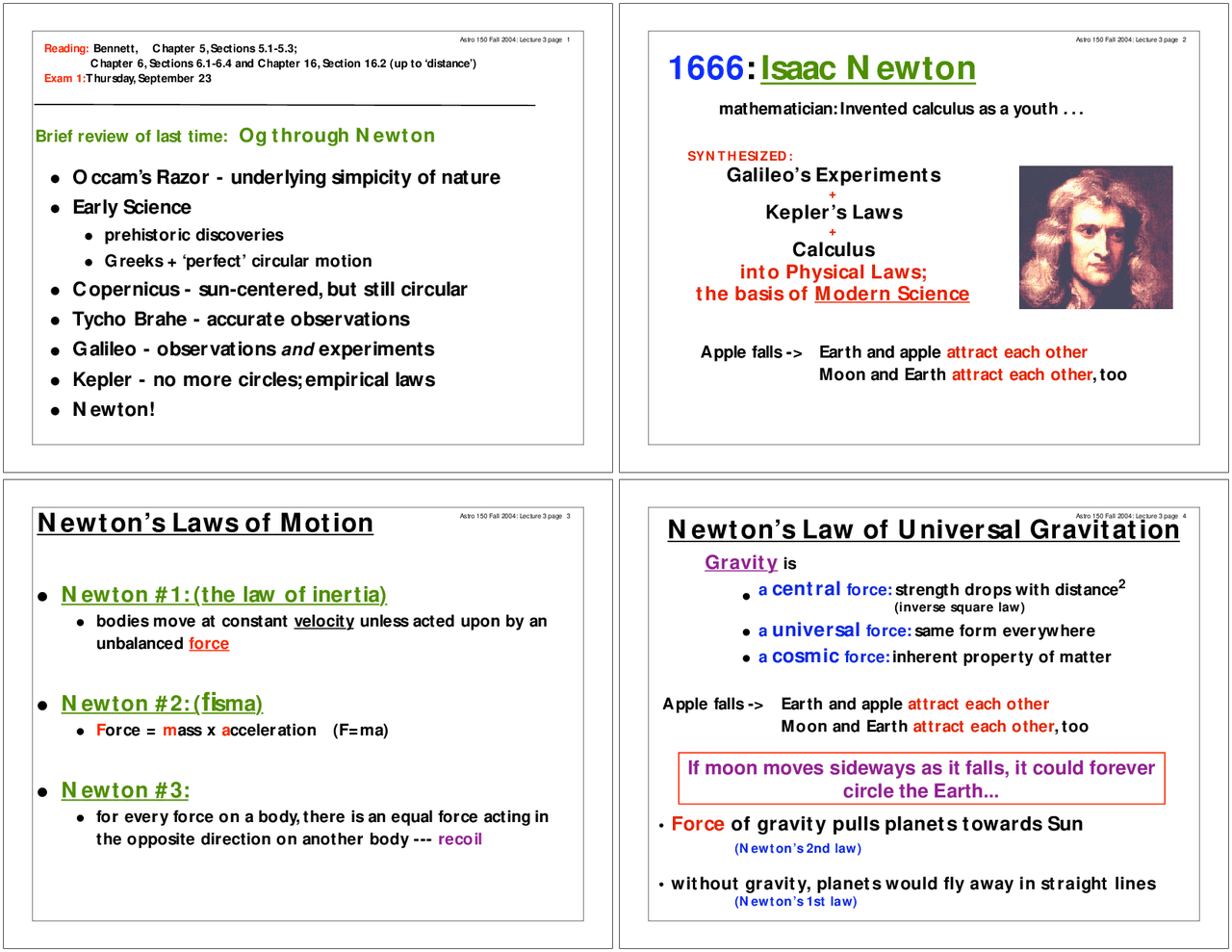 Lecture Slides On Newtons Law Of Motion Astro 150 Docsity