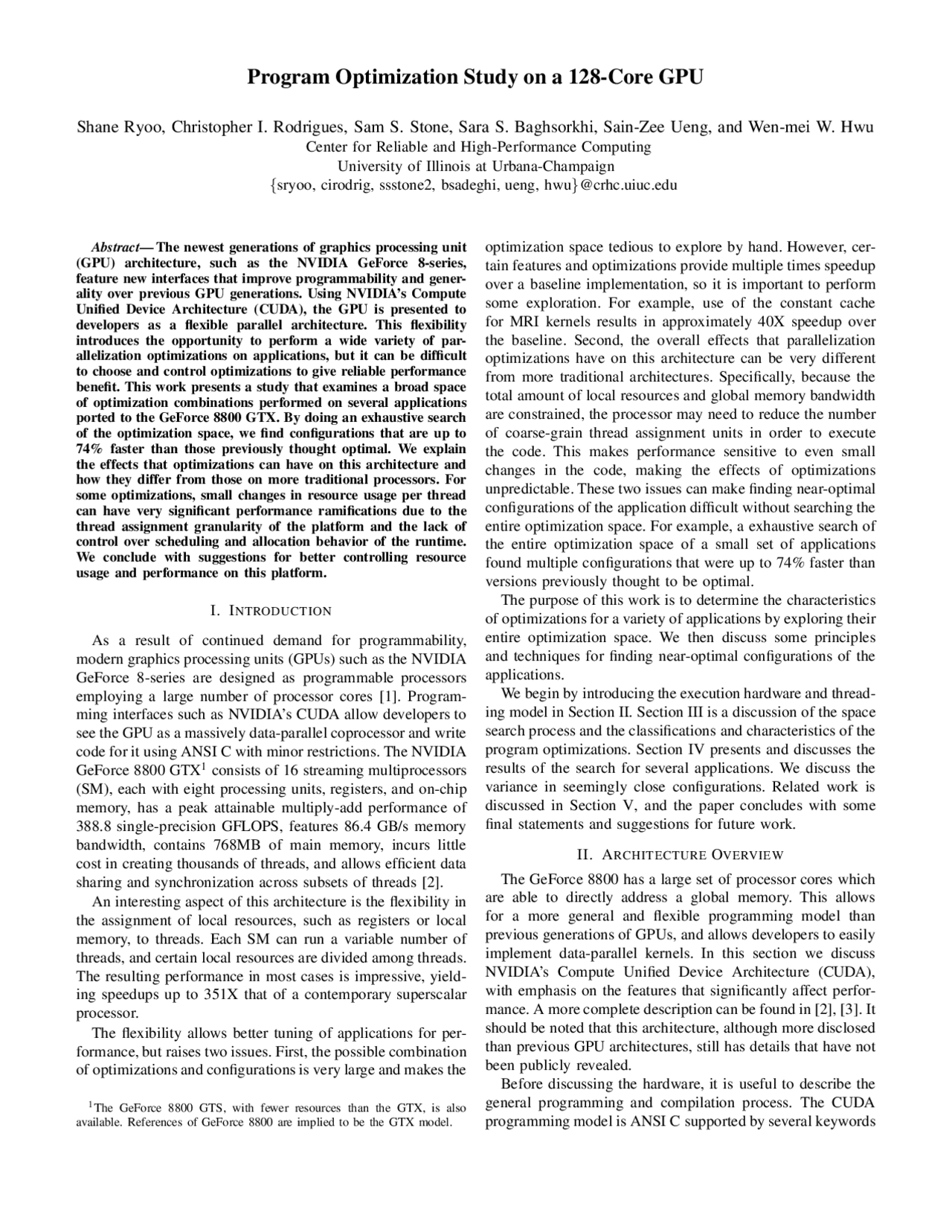 Program Optimization Study on 128-Core GPU | CISC 879 - Docsity