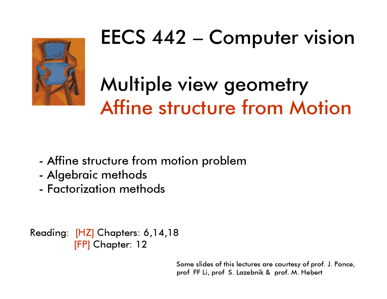 Affine Structure from Motion - Lecture Slides | EECS 442 - Docsity