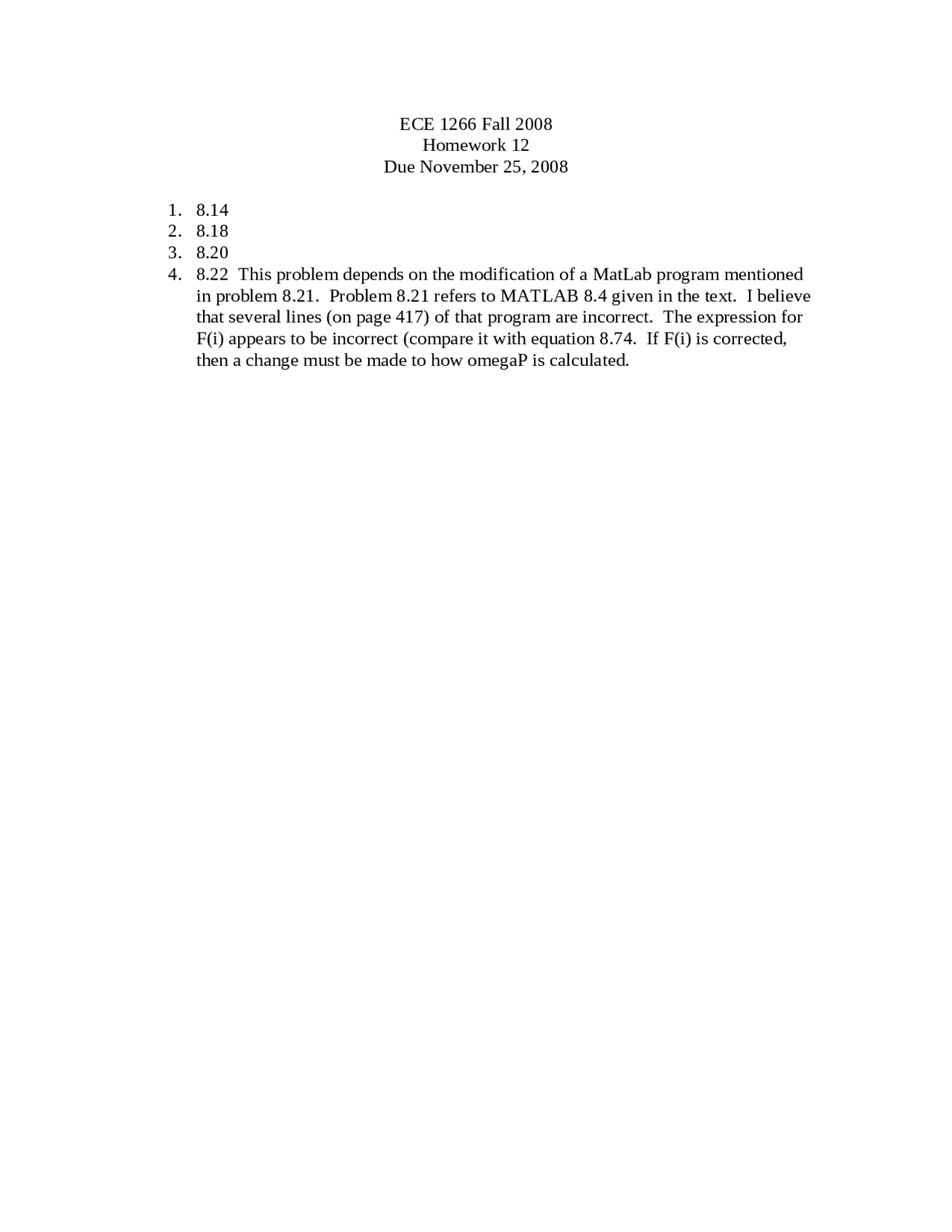 4 Problems On Modifications Of Matlab Programs Assignment 12 Ece
