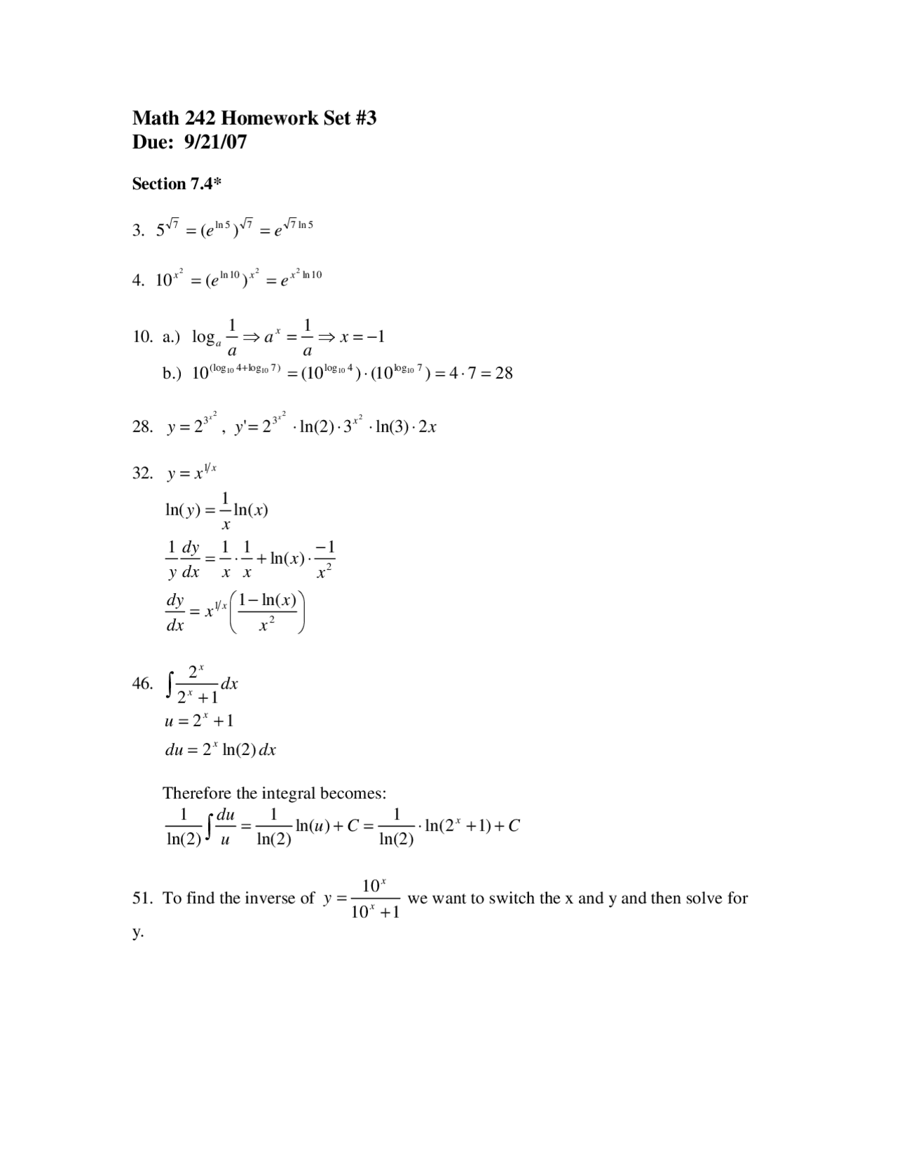 Homework Set 3 Analytical Geometry And Calculus 3 Math 242