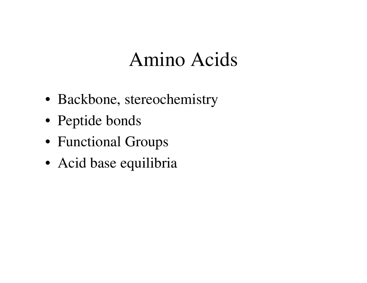 Lecture Slides On Amino Acids Biochemistry I Chem 471 Docsity