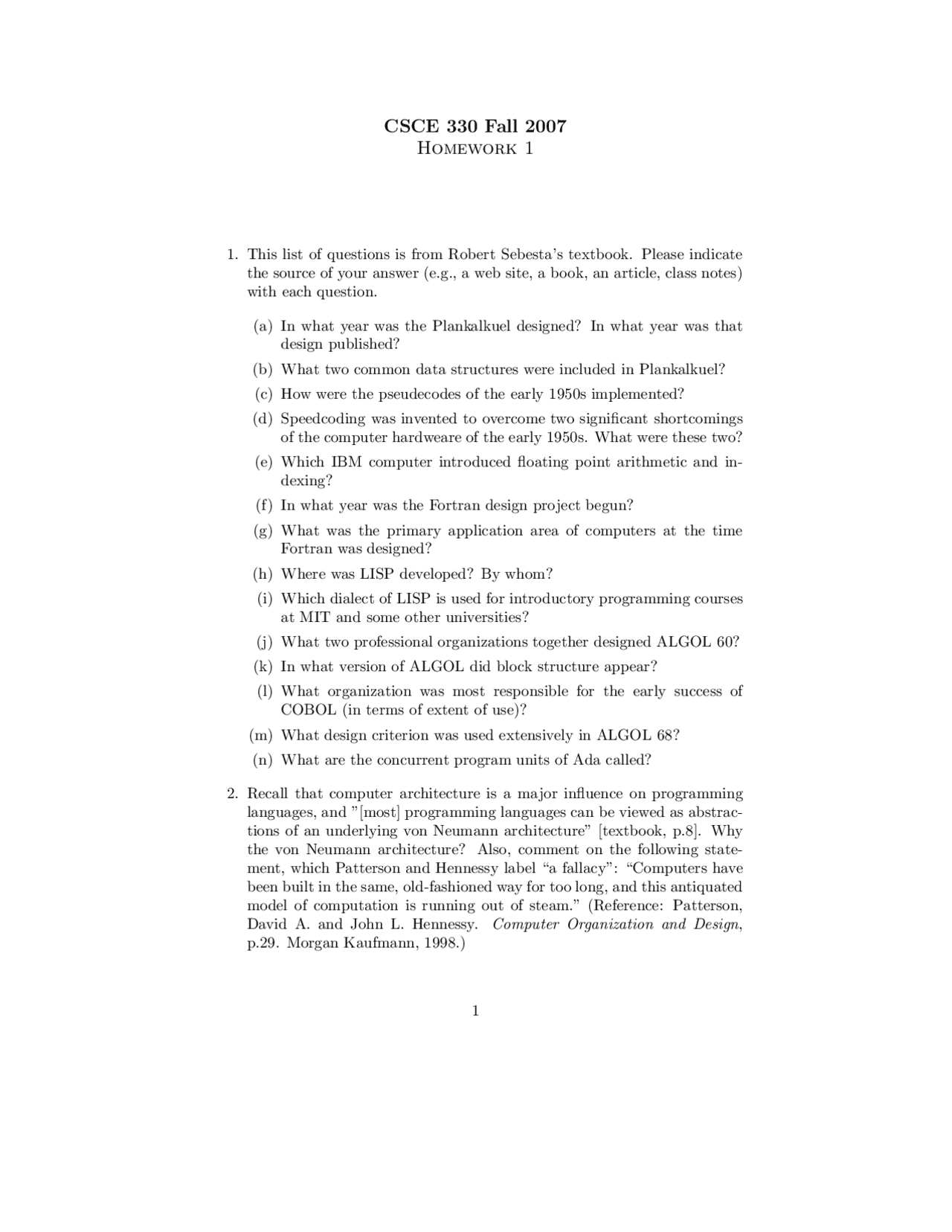 2 Solved Problems On Computer Architecture Assignment 1 Csce 330 Docsity