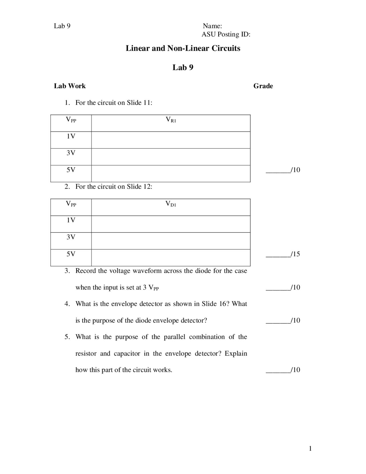 Lab 9 Linear And Non Linear Circuits Eee 202 Lab Docsity