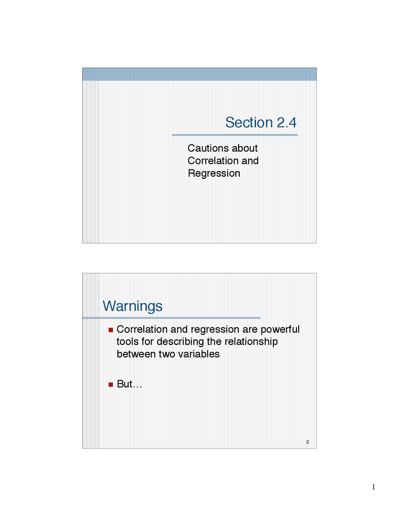 Cautions About Correlation And Regression Lecture Slides Stat 226