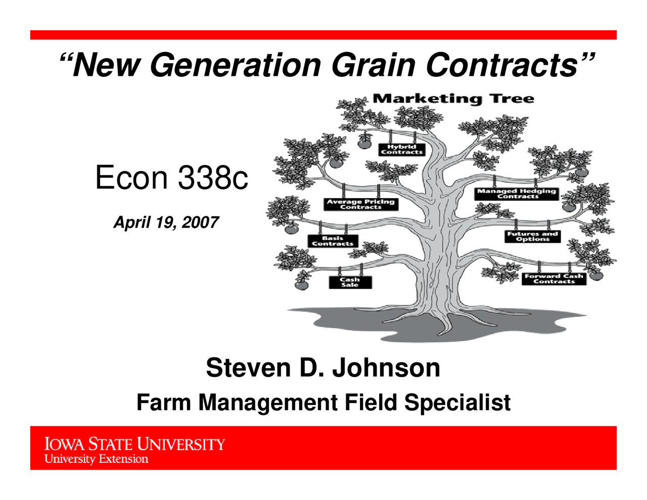 New Generation Grain Contracts - Review Sheet | ECON 338A - Docsity
