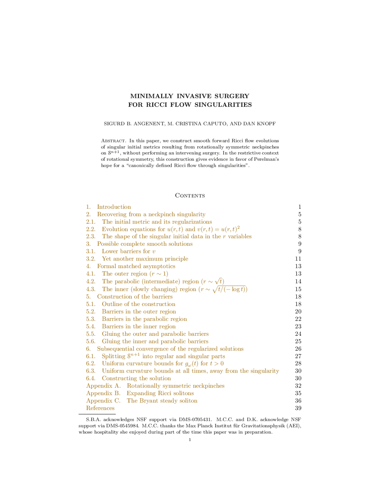 Minimally Invasive Surgery for Ricci Flow Singularities | MATH 101 ...