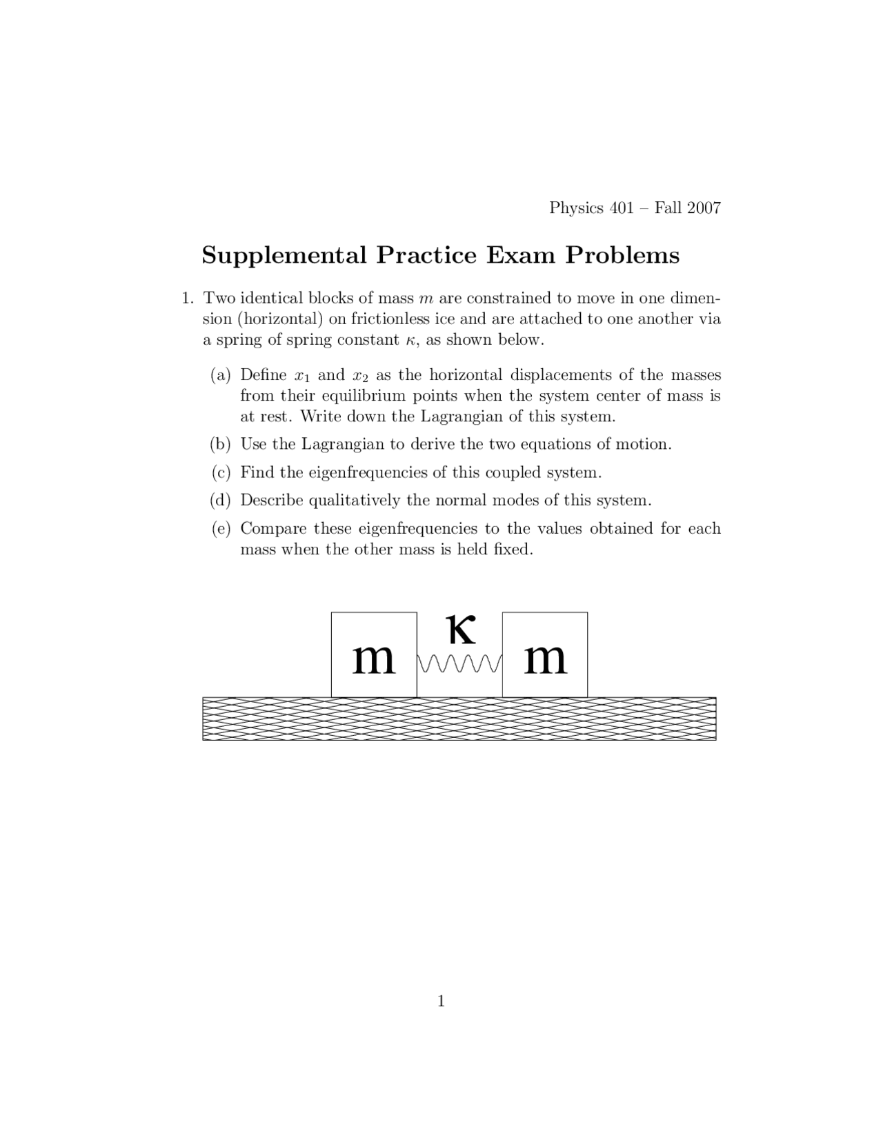 Supplemental Practice Exam Problems - Intermediate Mechanics | PHYSICS ...