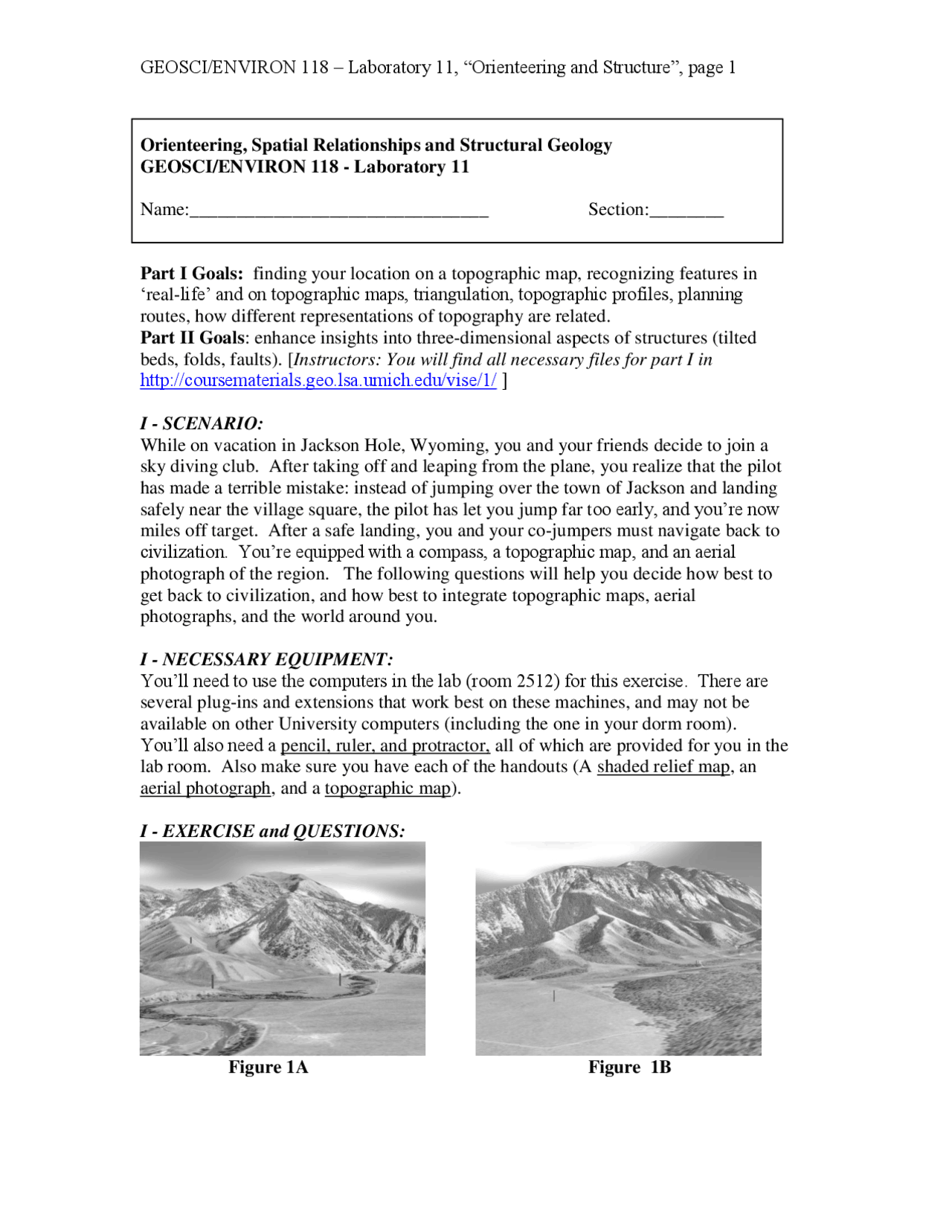 Laboratory Exercise: Orienteering and Structural Geology | Lab Reports Geology | Docsity