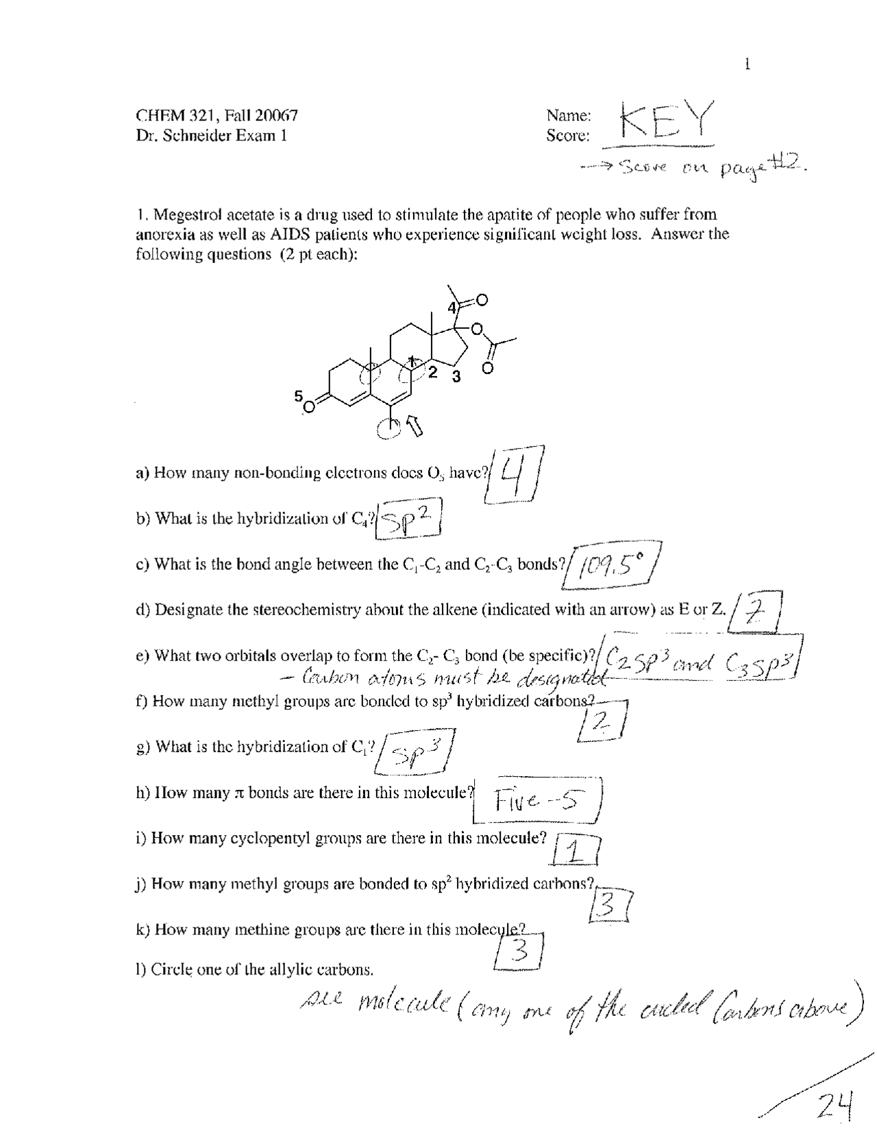 9 Problems with Solutions on Organic Chemistry - Exam 1 | CHEM 321 ...