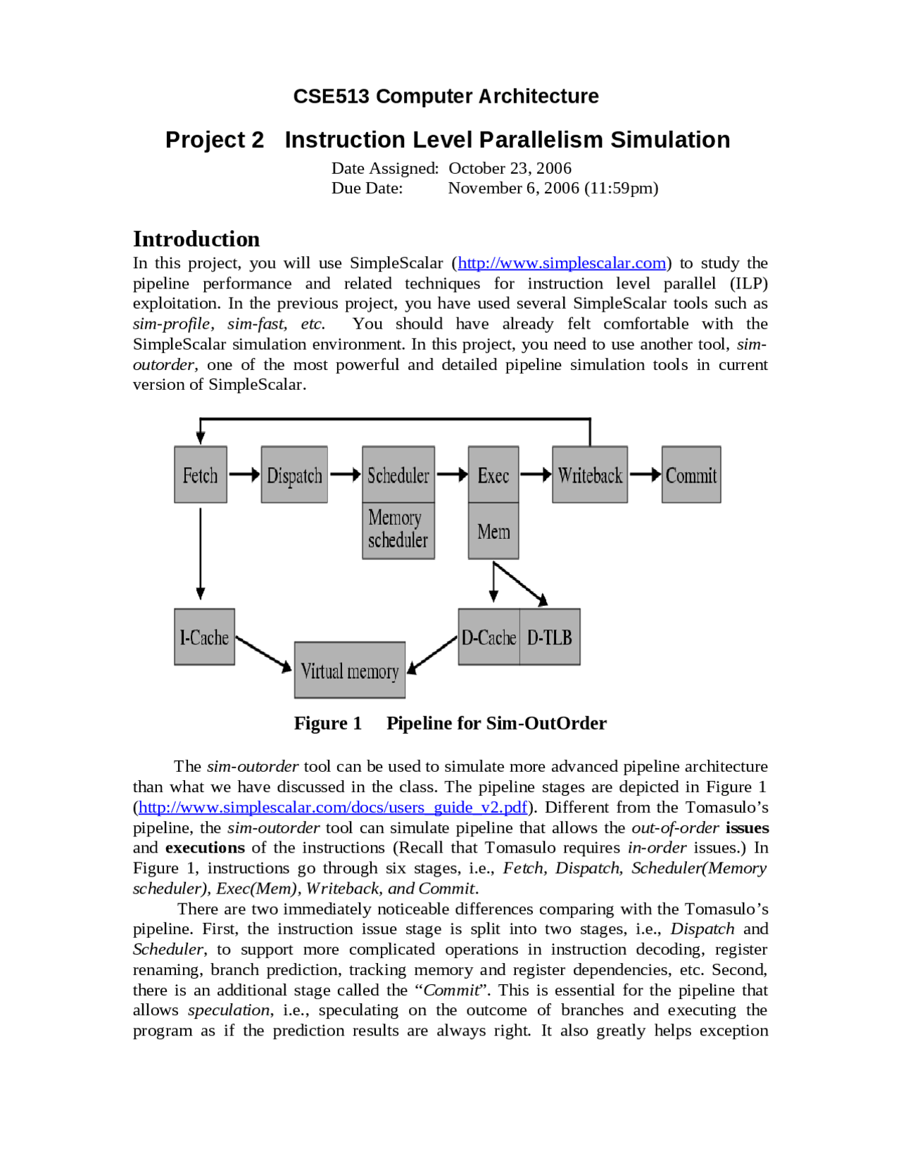 Project 2 On Instruction Level Parallelism Simulation Csce 513 Docsity