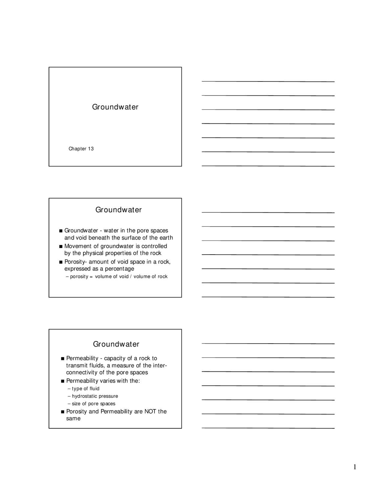 Groundwater Earth Dynamics Lecture Slides Geol 103 Docsity