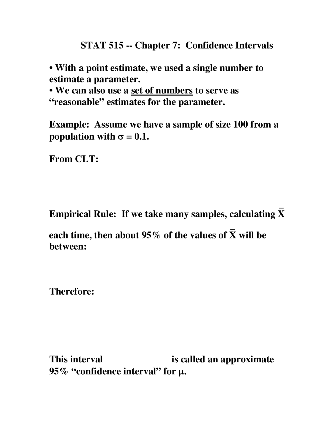 Confidence Intervals Statistical Methods I Stat 515 Docsity