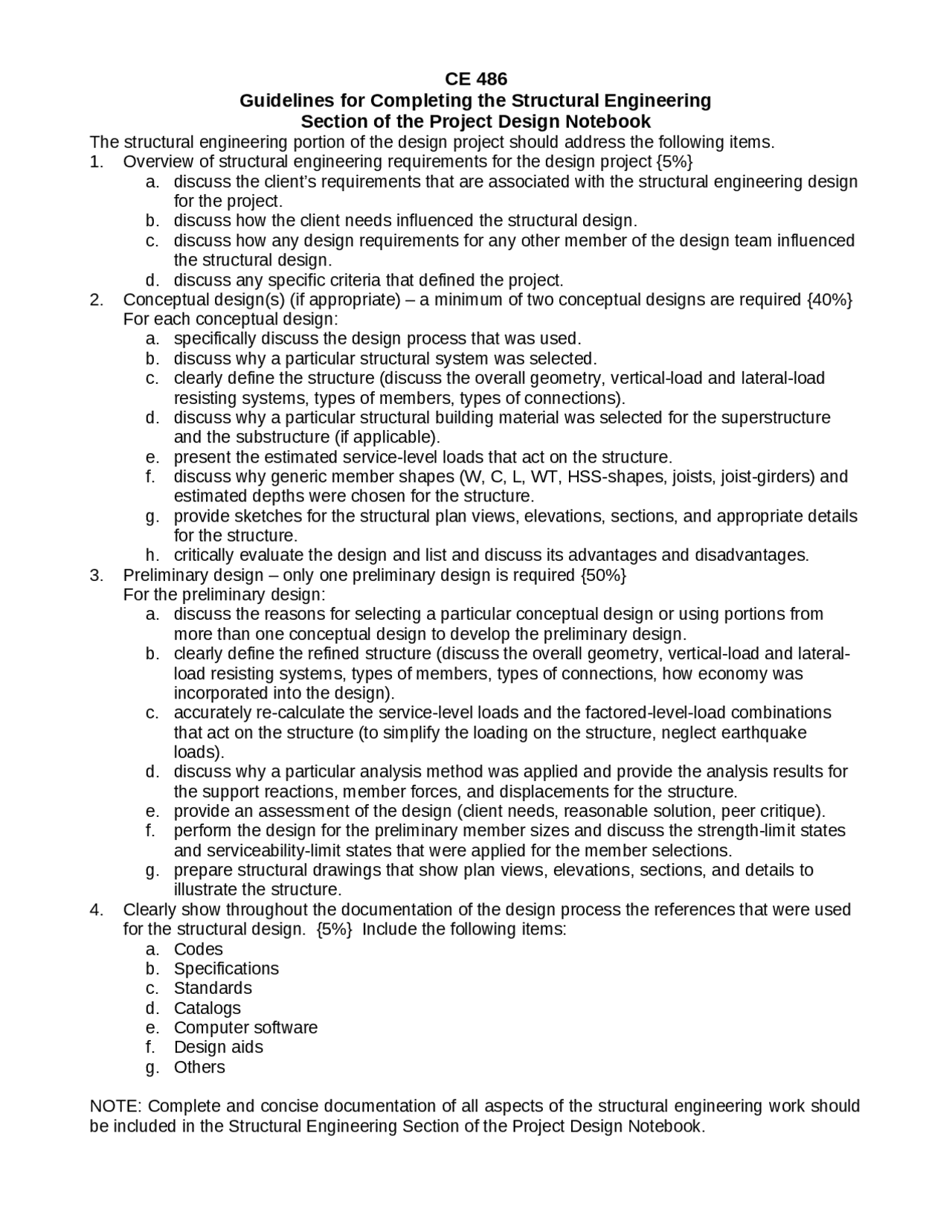 Completing the Structural Engineering Section Project Design Notebook ...
