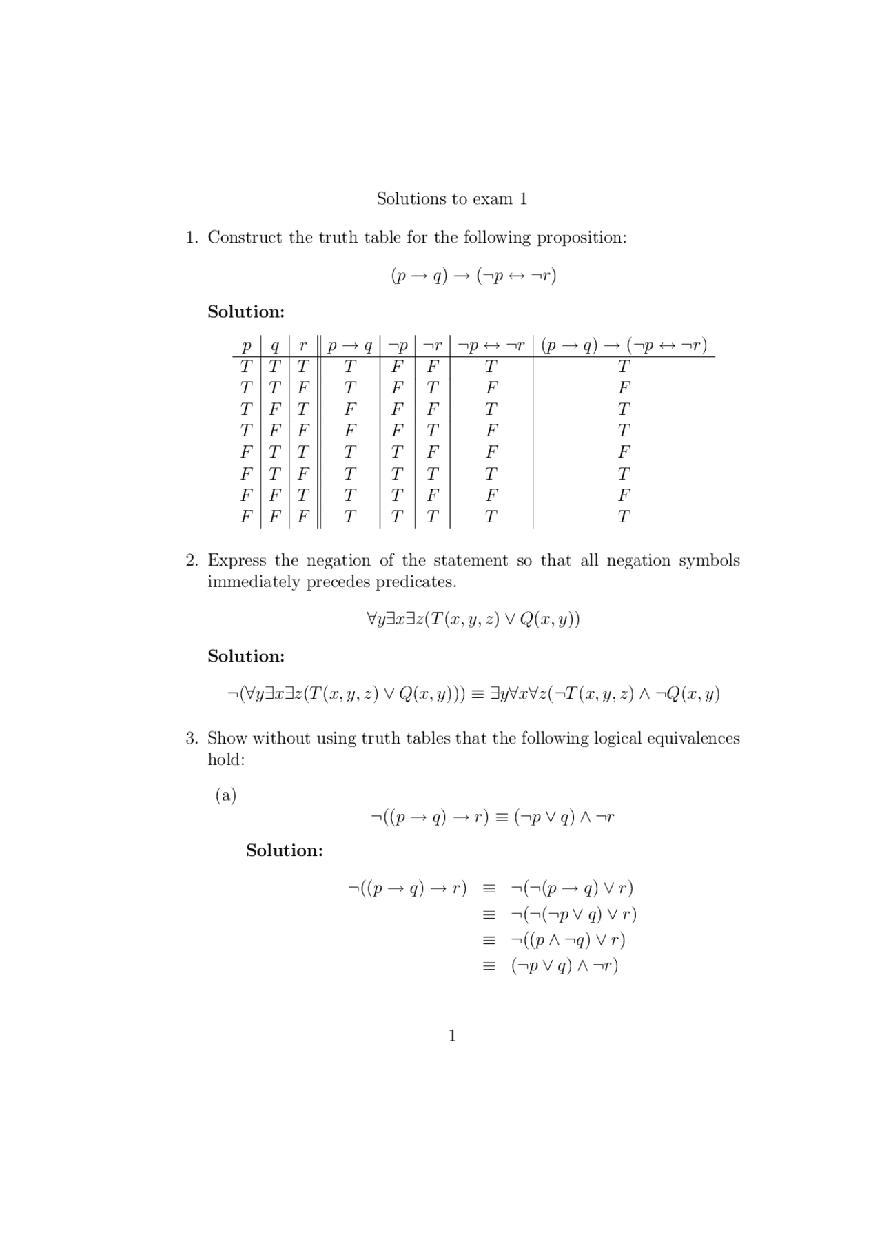 Exam 1 Solutions - Discrete Math Structures | MAT 243 - Docsity
