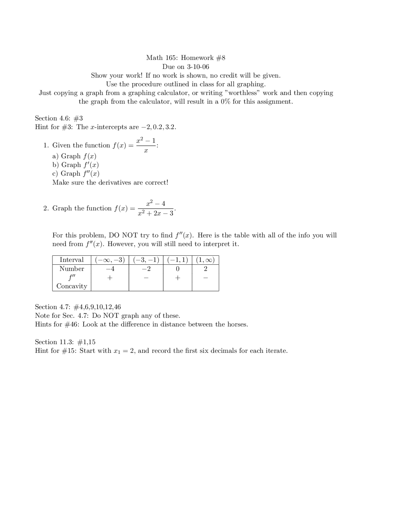 Homework 10 Questions To Resolution Calculus I Math 165 Docsity