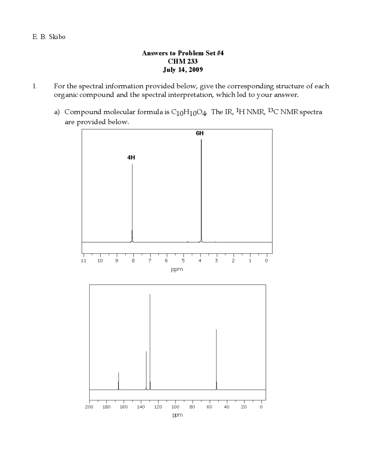 Problem Set 4 with Answer Key - General Organic Chemistry I | CHM 233 ...