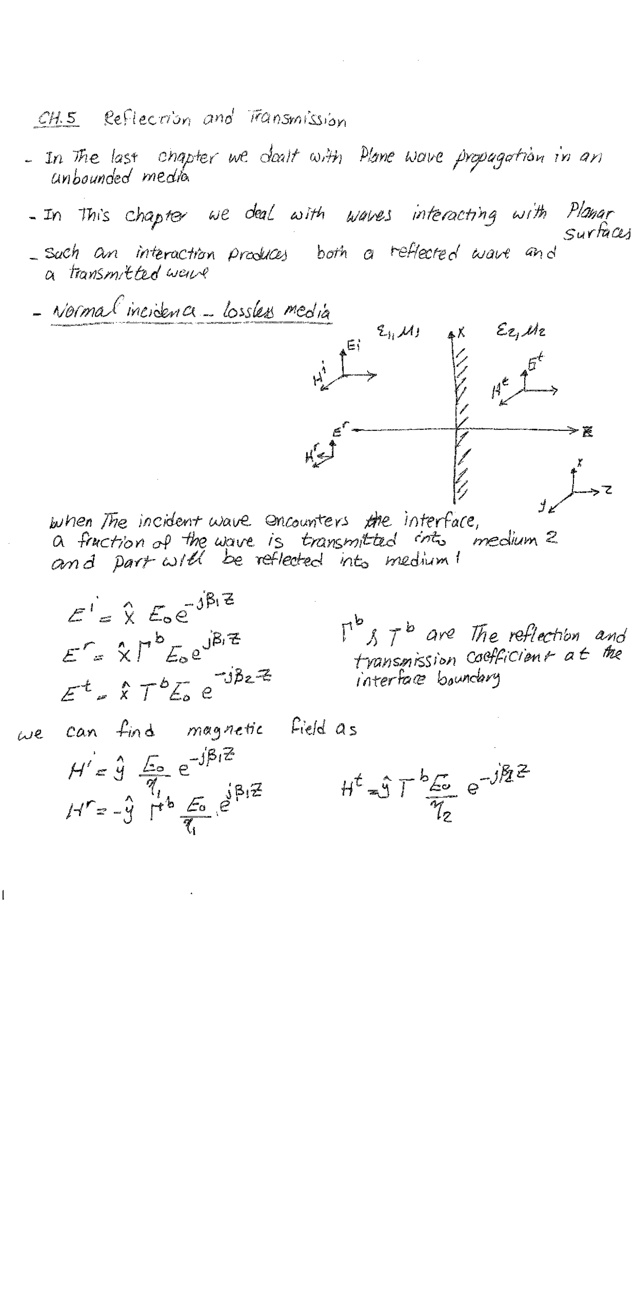 Reflection And The Transmission Handwritten Notes Eleg 648 Docsity