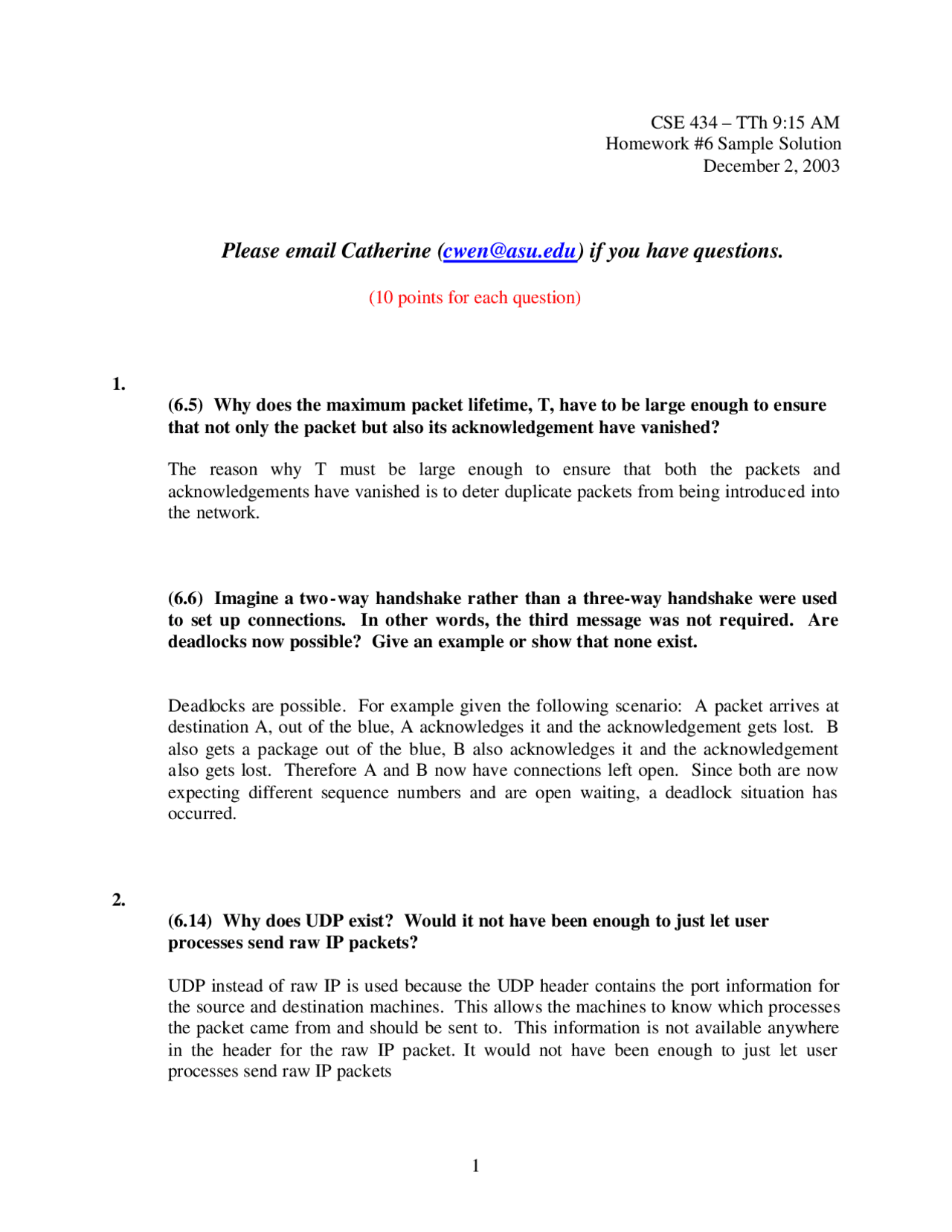 5 Solved Problems On Computer Networks Homework 6 Cse 434 Docsity