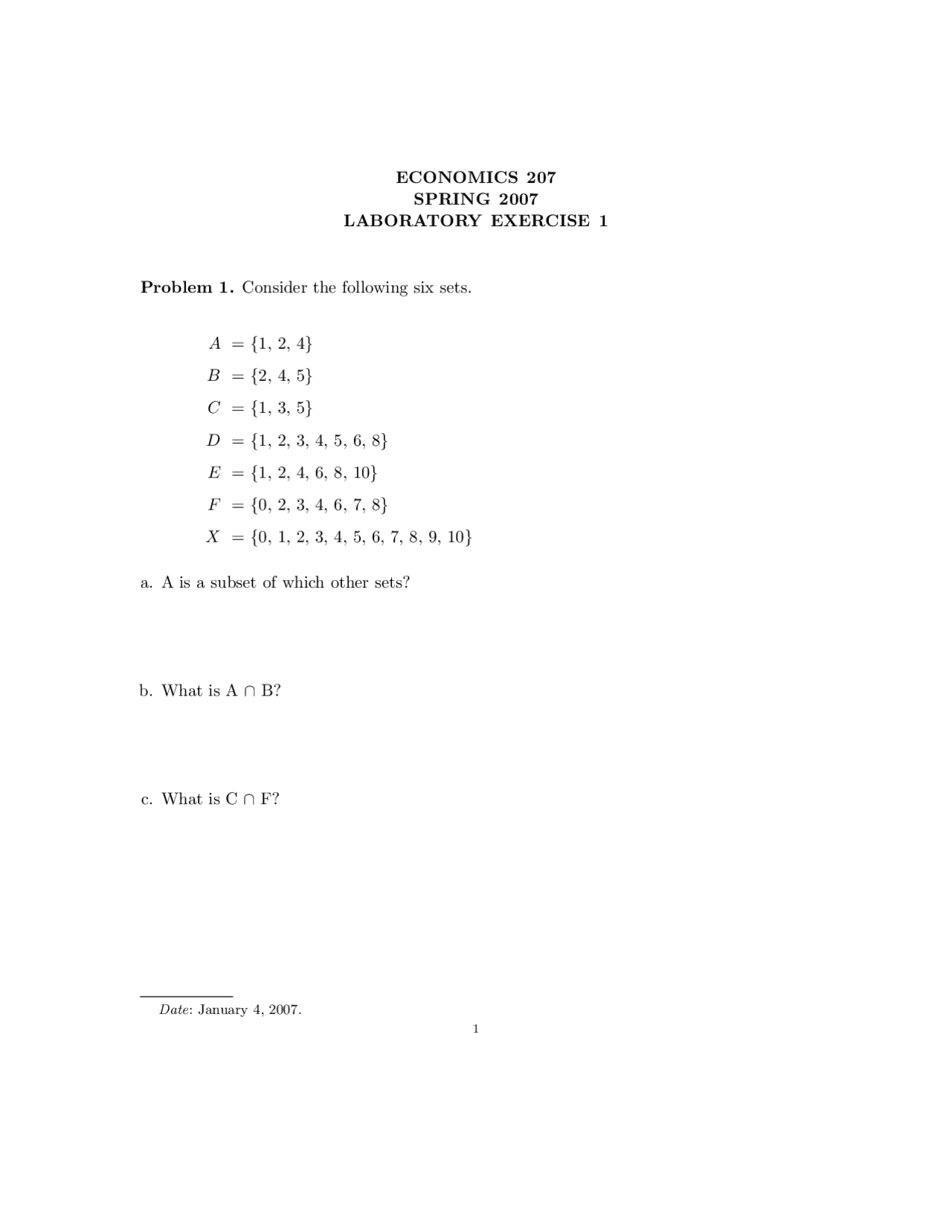 Lab Exercise 1 For Applied Economic Optimization Econ 207 Docsity