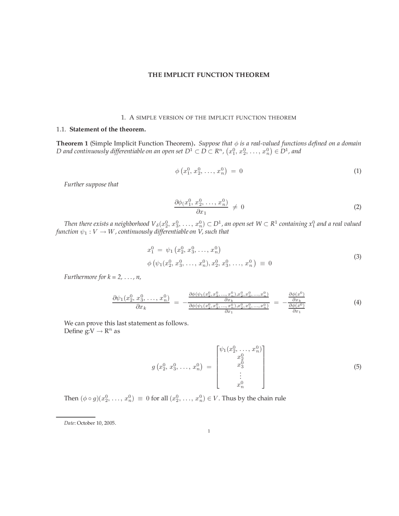 The Implicit Function Theorem - Lecture Notes | ECON 500 | Study notes ...