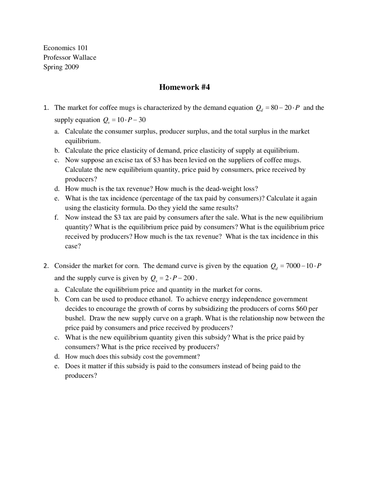 Principles Of Macroeconomics Assignment 4 Problems Econ 101 Docsity