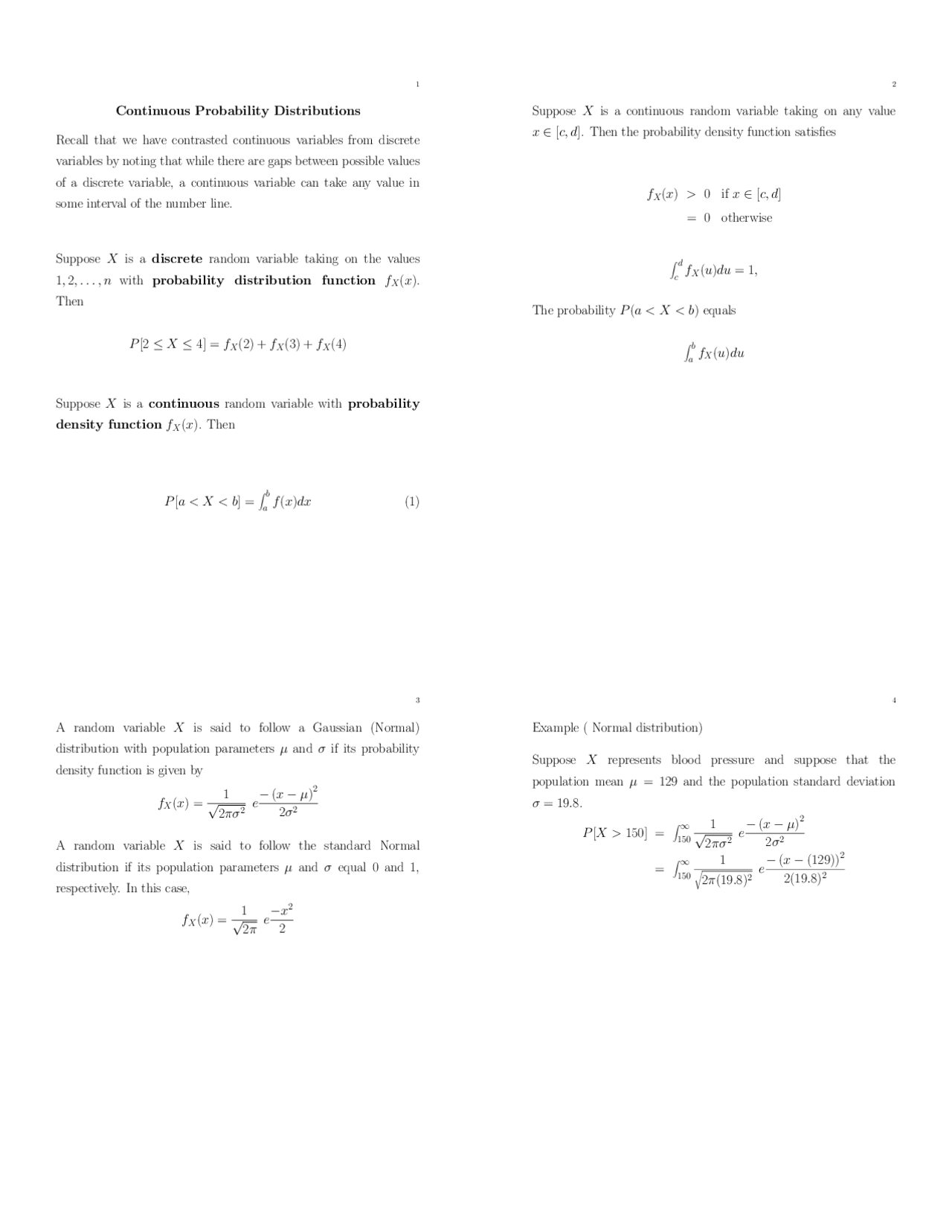 Continuous Probability Distributions - Lecture Notes | STAT 541 - Docsity