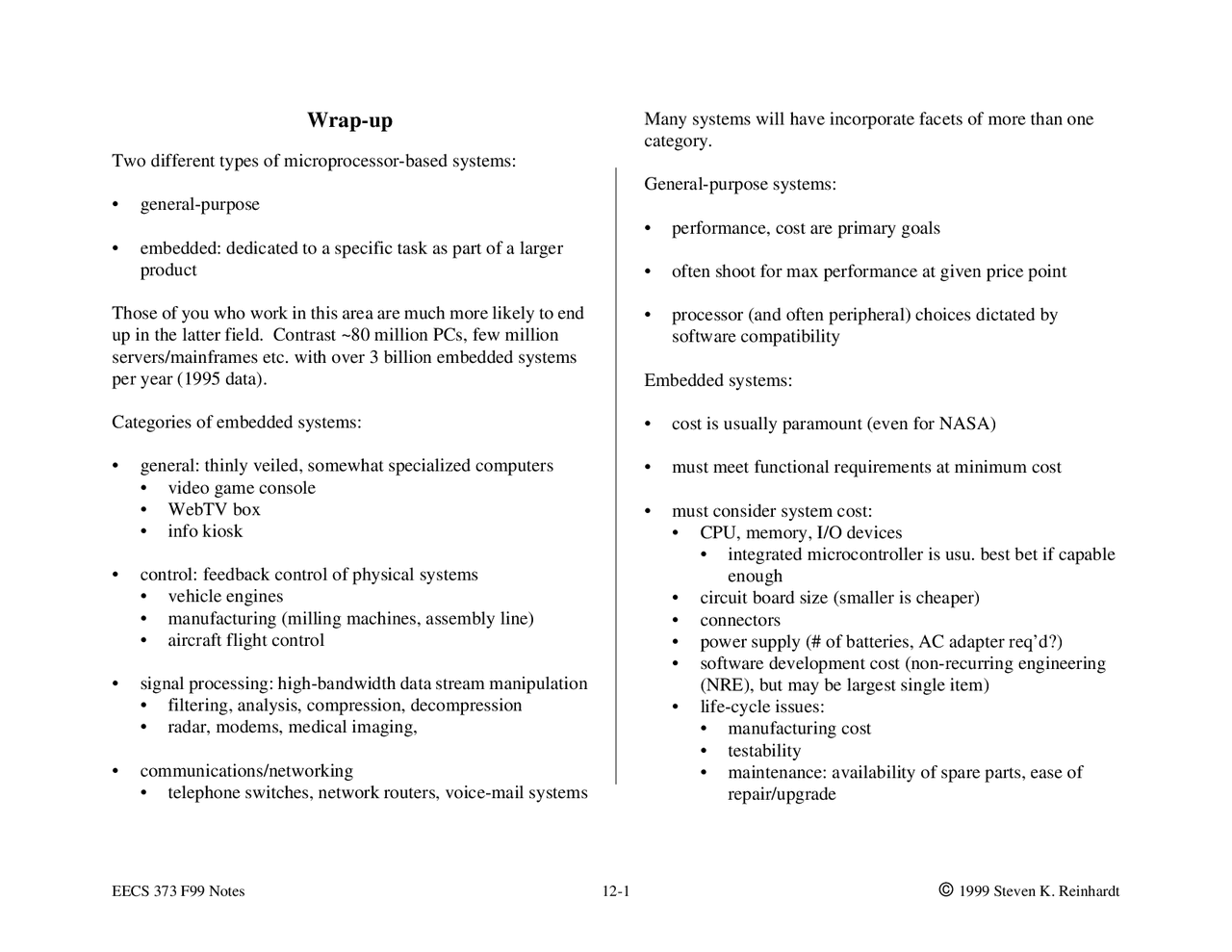 Design Microprocessor Systems Wrap Up Notes Eecs 373 Docsity