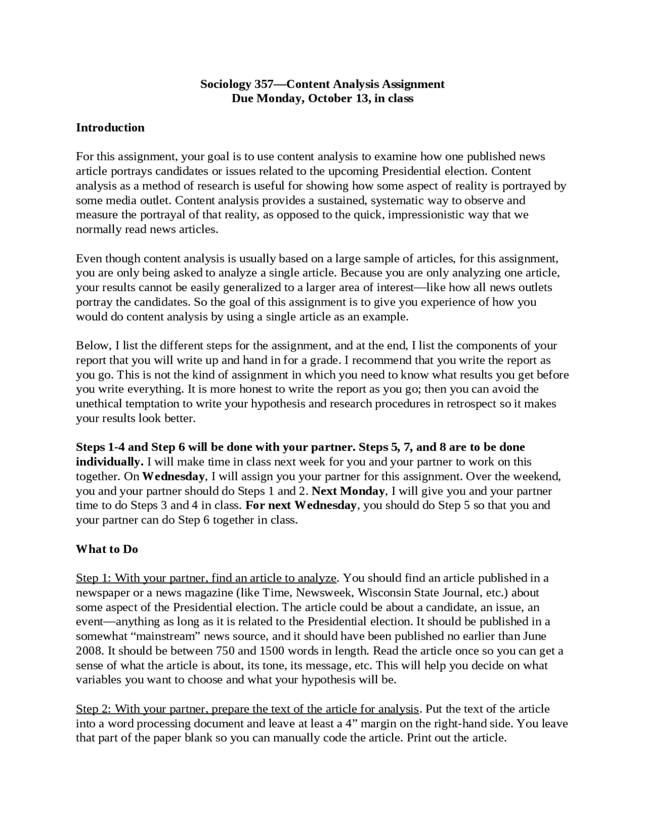Introduction To Content Analysis Insociological Inquiry Assignment
