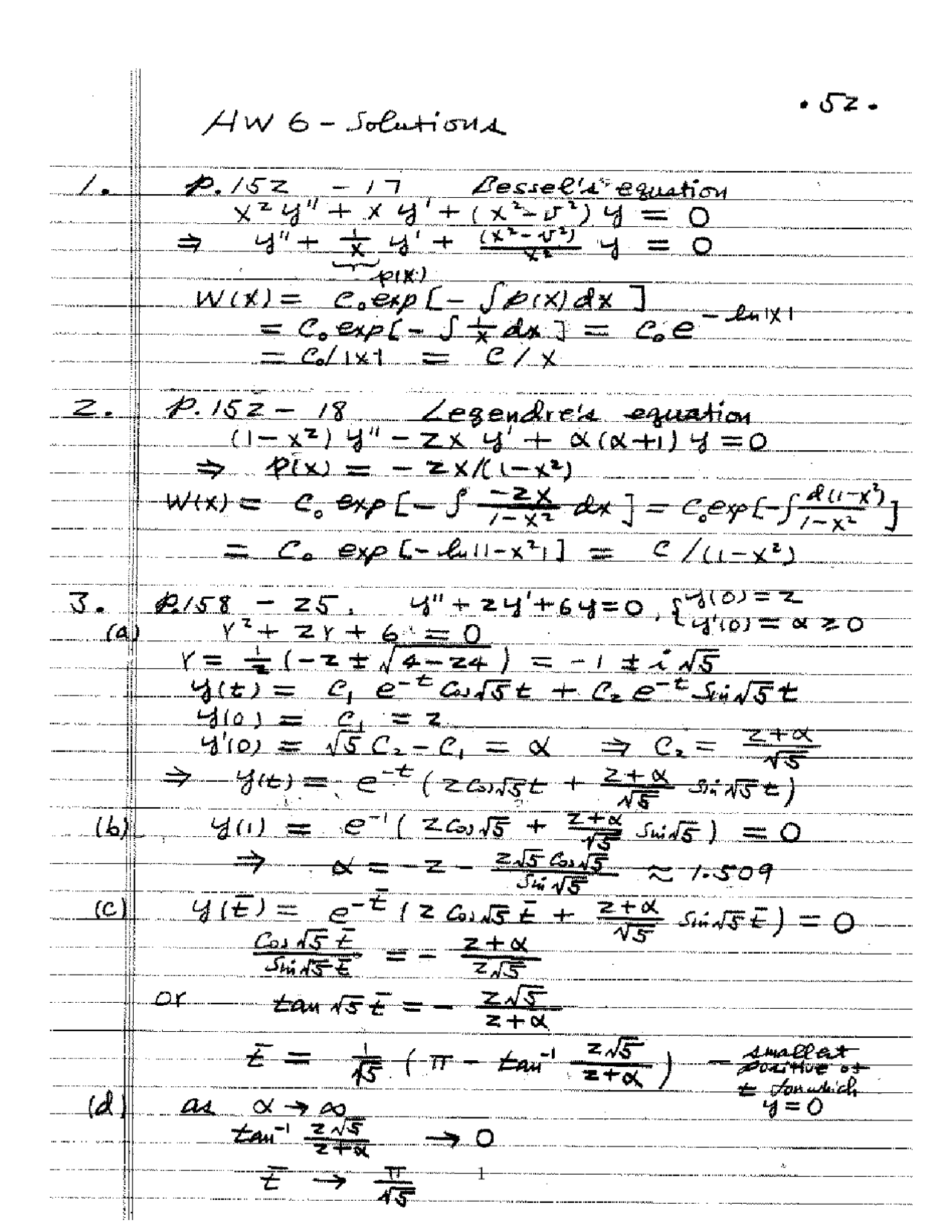 5 Solved Problems On Bessels Equations Handwritten Notes Mat 274