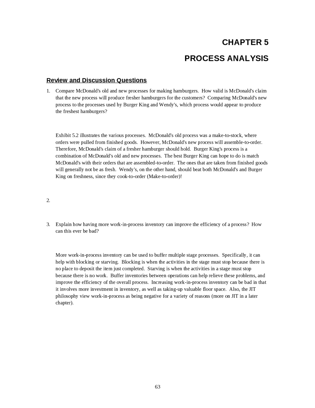Process Analysis Operation And Production Management Mgt 329 Docsity
