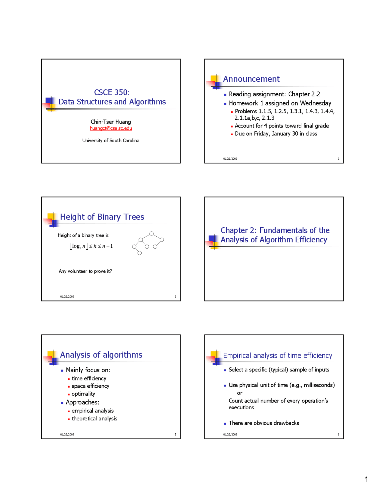 Data Structures and Algorithms: CSCE 350 Announcement - Prof. C. Huang | Assignments Computer ...