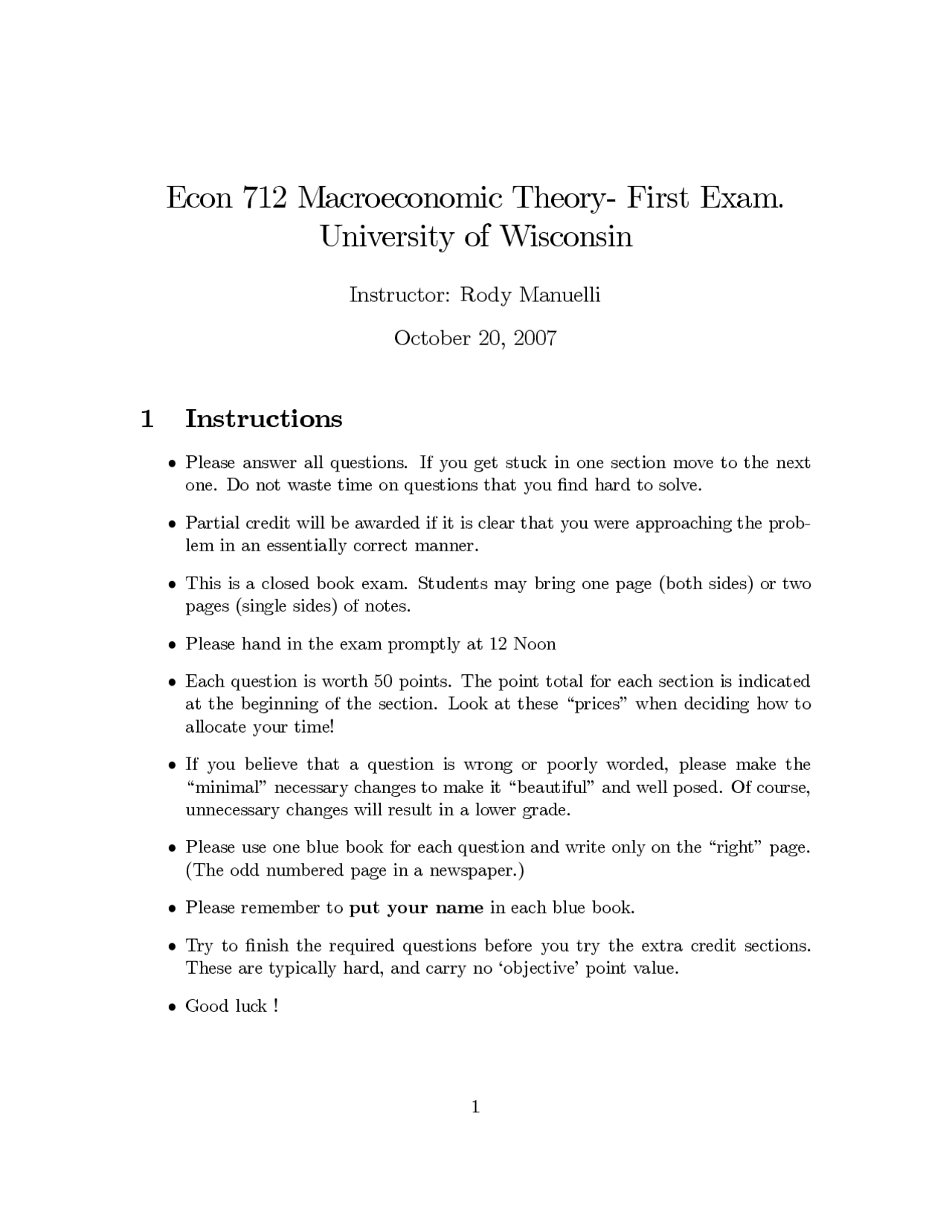4 Solved Problems On Macroeconomics Theory Old Exam 1 Econ 712