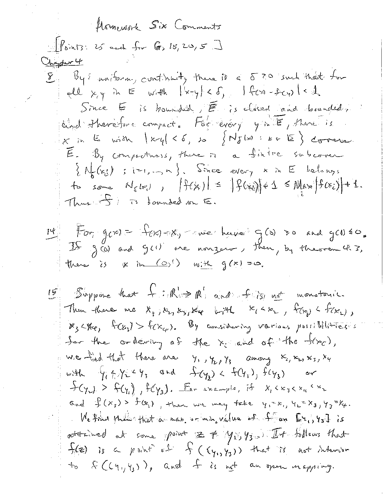 Homework 6 Comments Real Analysis Math 501 Docsity