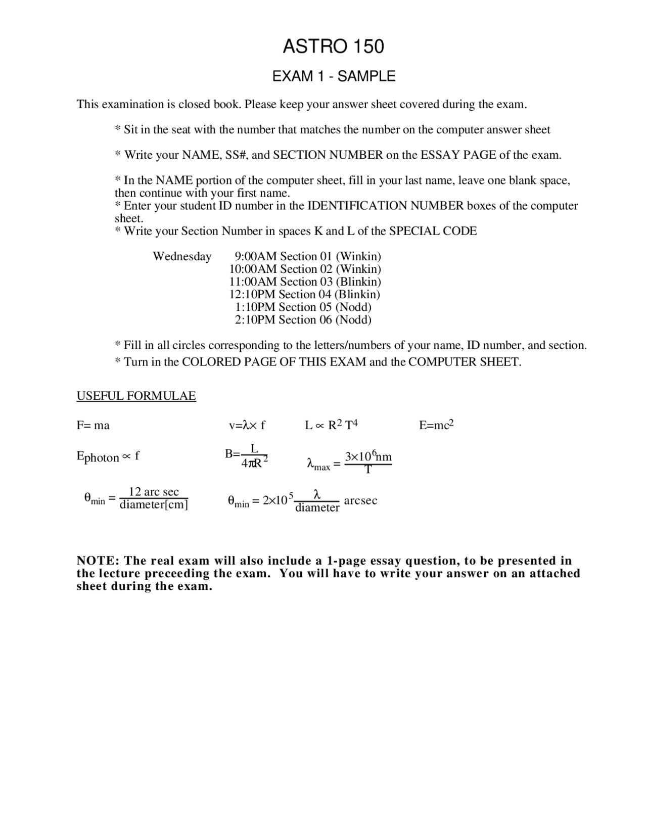 Sample Exam 1 Multiple Choice Questions Stars Galaxies And Cosmos