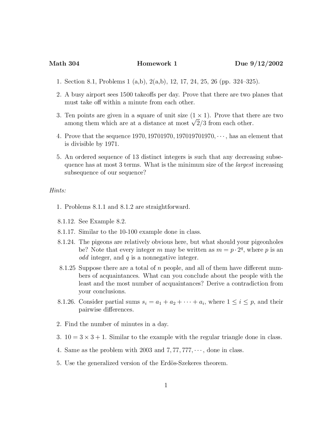 Introduction To Bioinformatics Assignment 1 Math 304 Docsity