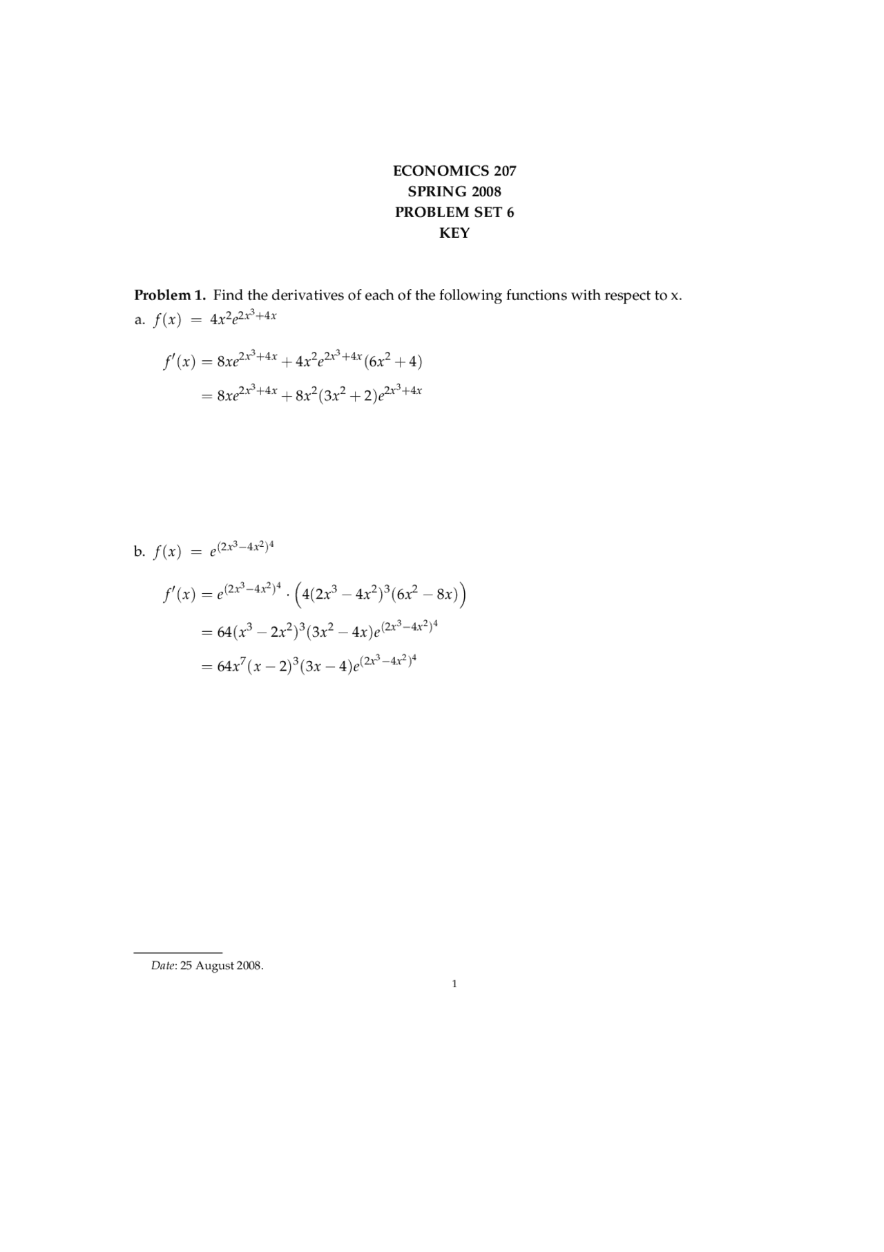Applied Economics Optimization Problem Set 6 Solutions Econ 207