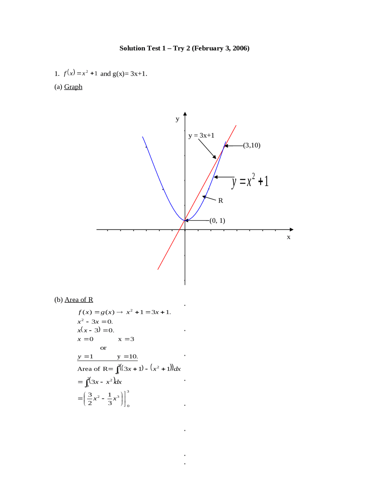 Solutions to Exam 1 - Calculus II | MATH 166 - Docsity
