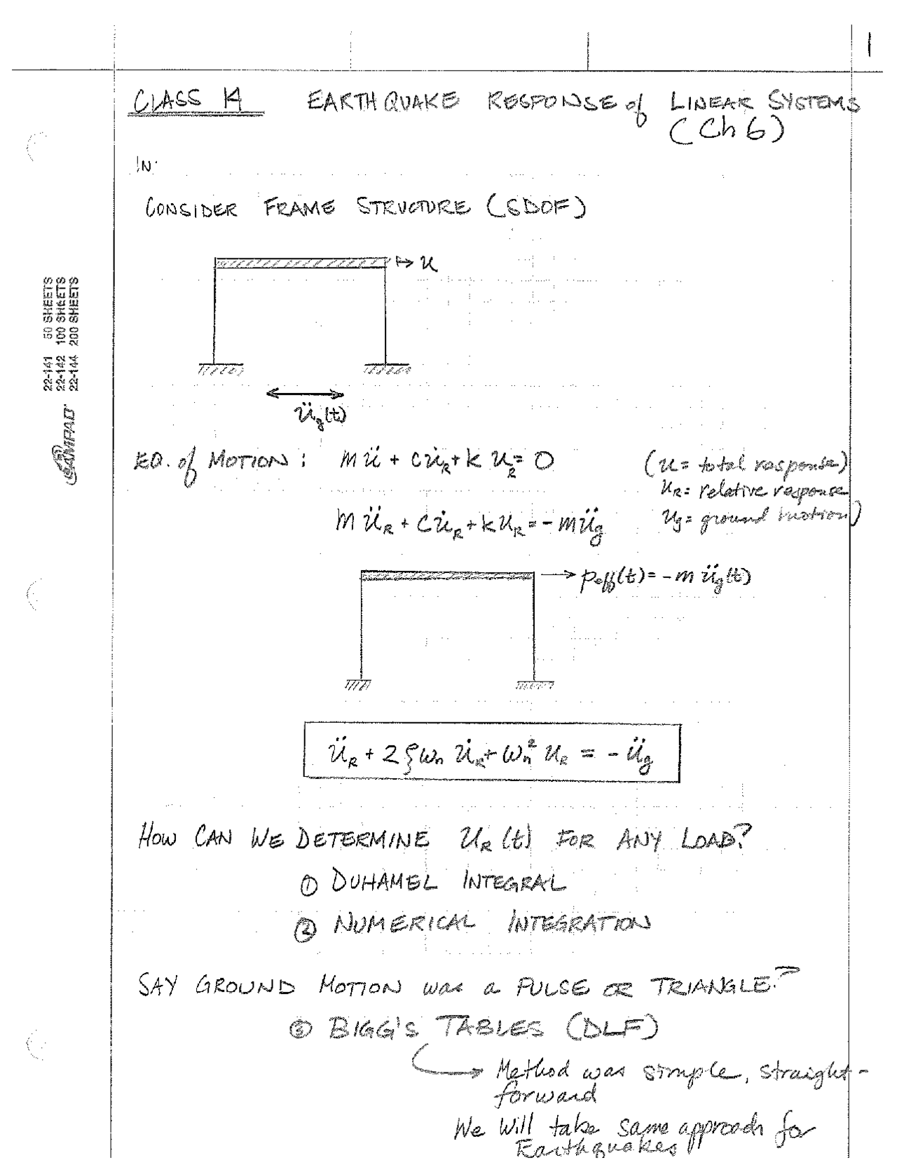 Earthquake Response Of Linear Systems Handout Cee 511 Docsity