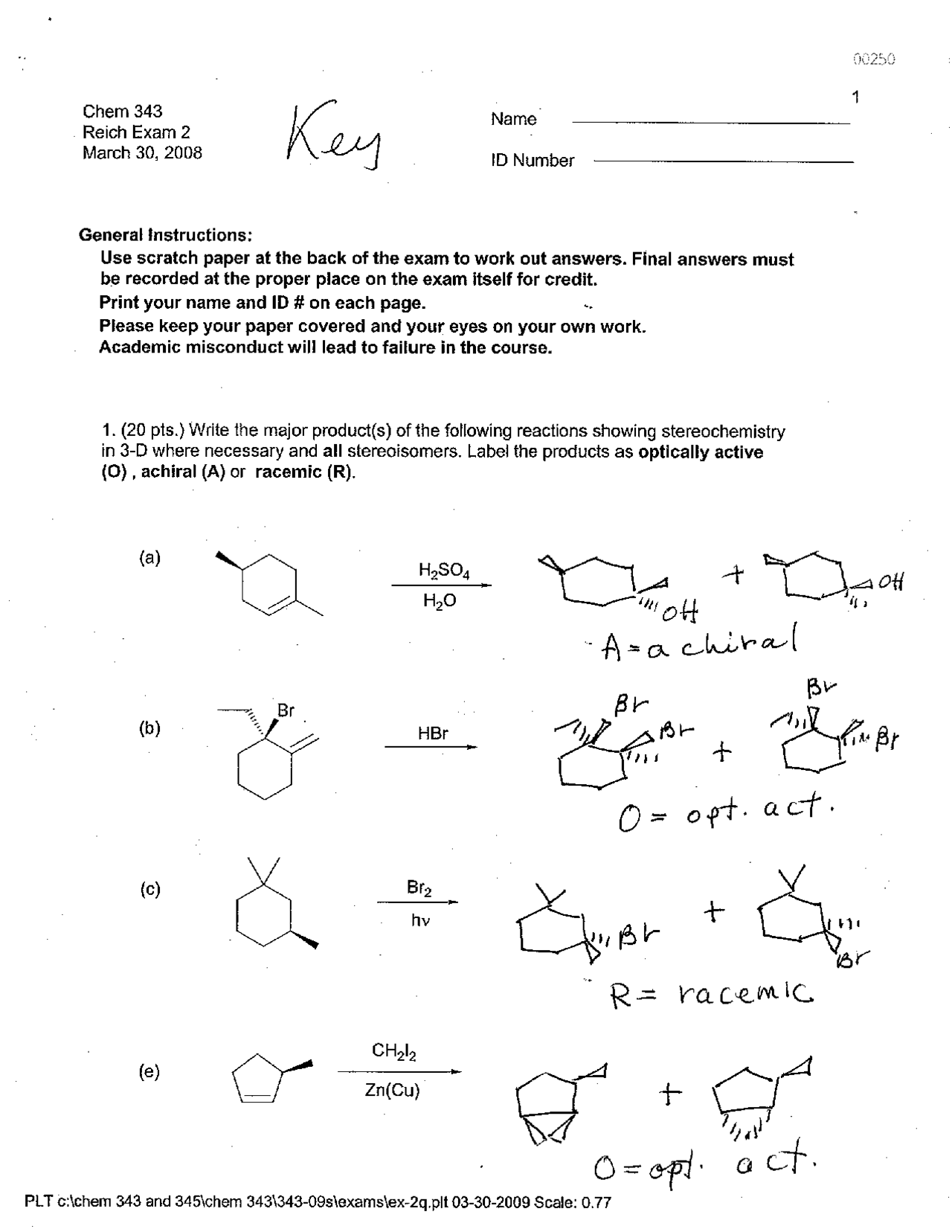 Handwritten Solved Final Exam Paper For Introductory Organic Chemistry