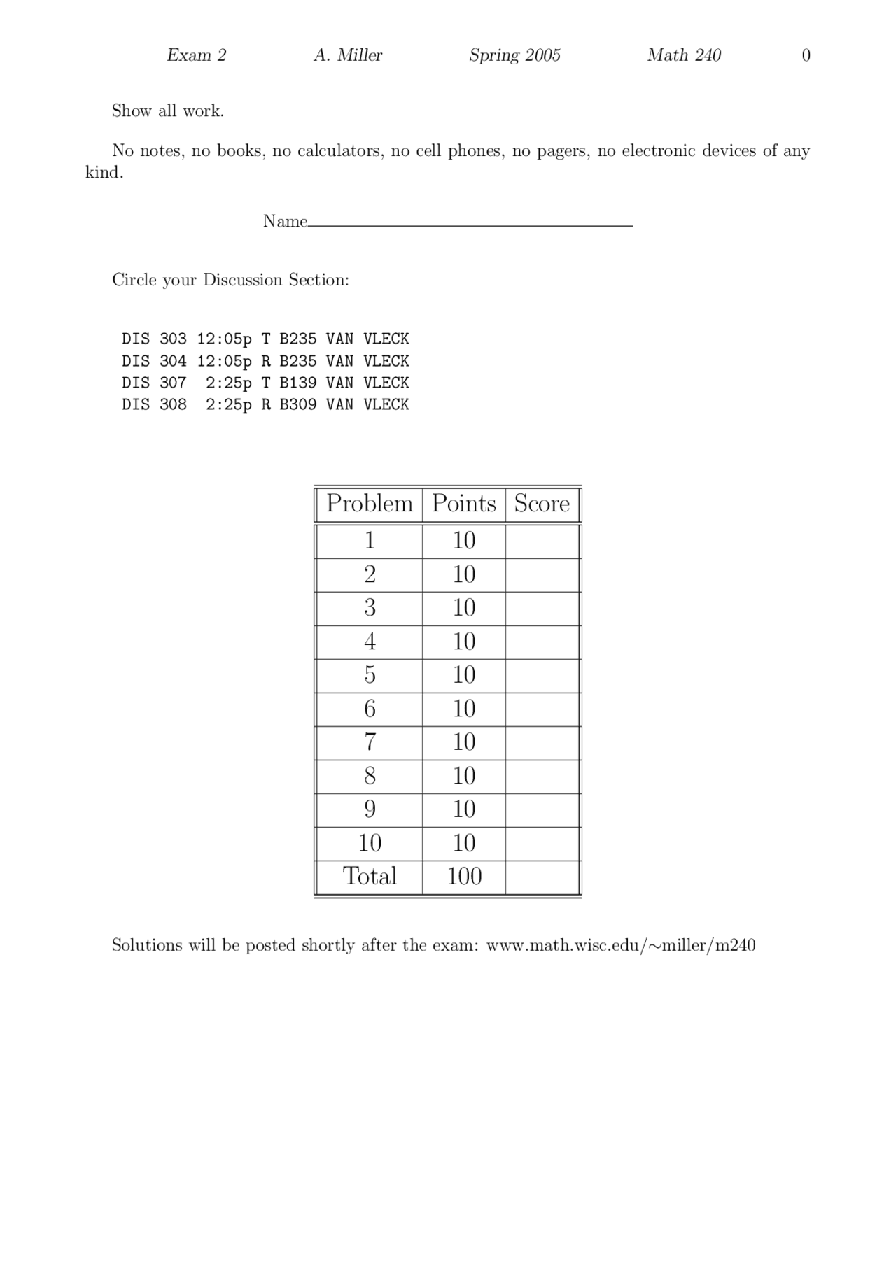 10 Problems For Exam 2 Introduction To Discrete Mathematics Math