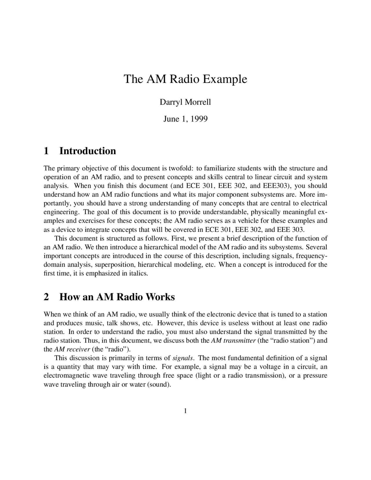 Notes on The AM Radio Examples - Circuits I | EEE 202 - Docsity