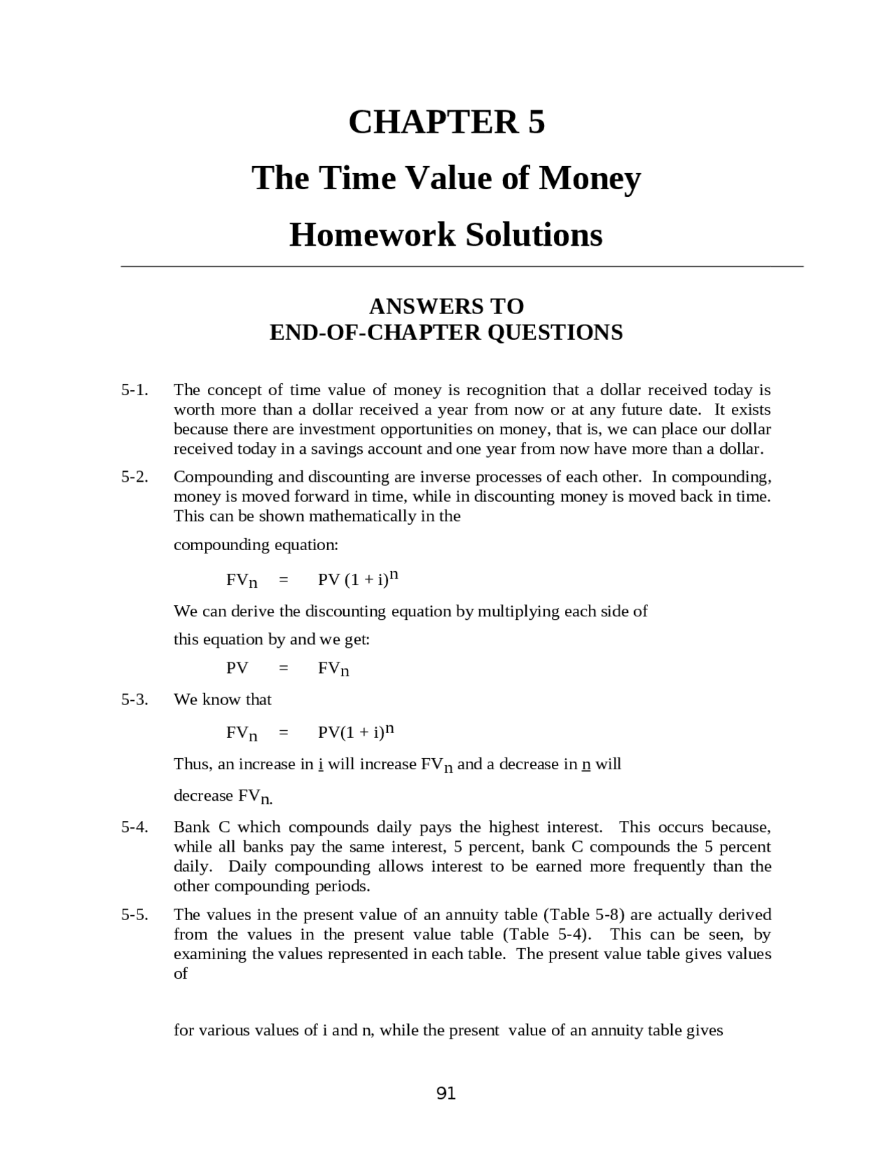 Homework with Solutions for Time Value of Money | FIN 315 | Assignments ...