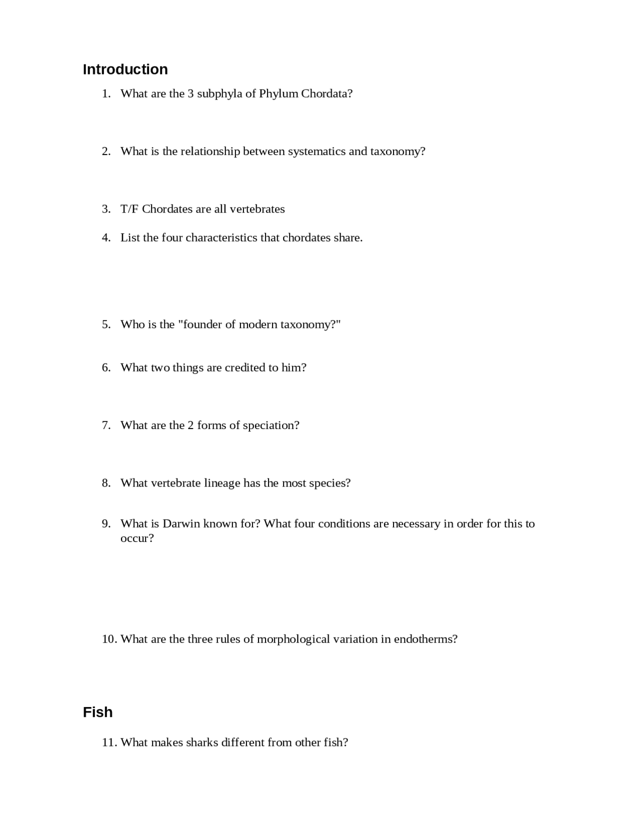 Introduction to Phylum Chordata in Modern Taxonomy | BIOL 365 - Docsity